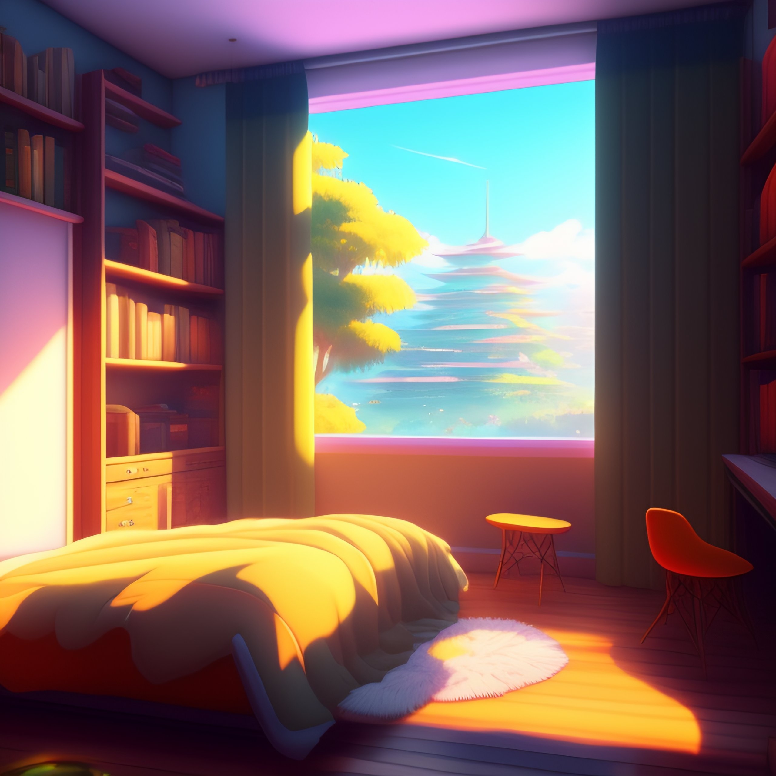 Lexica - A messy ,gamergirl bedroom, colorful anime movie background ...