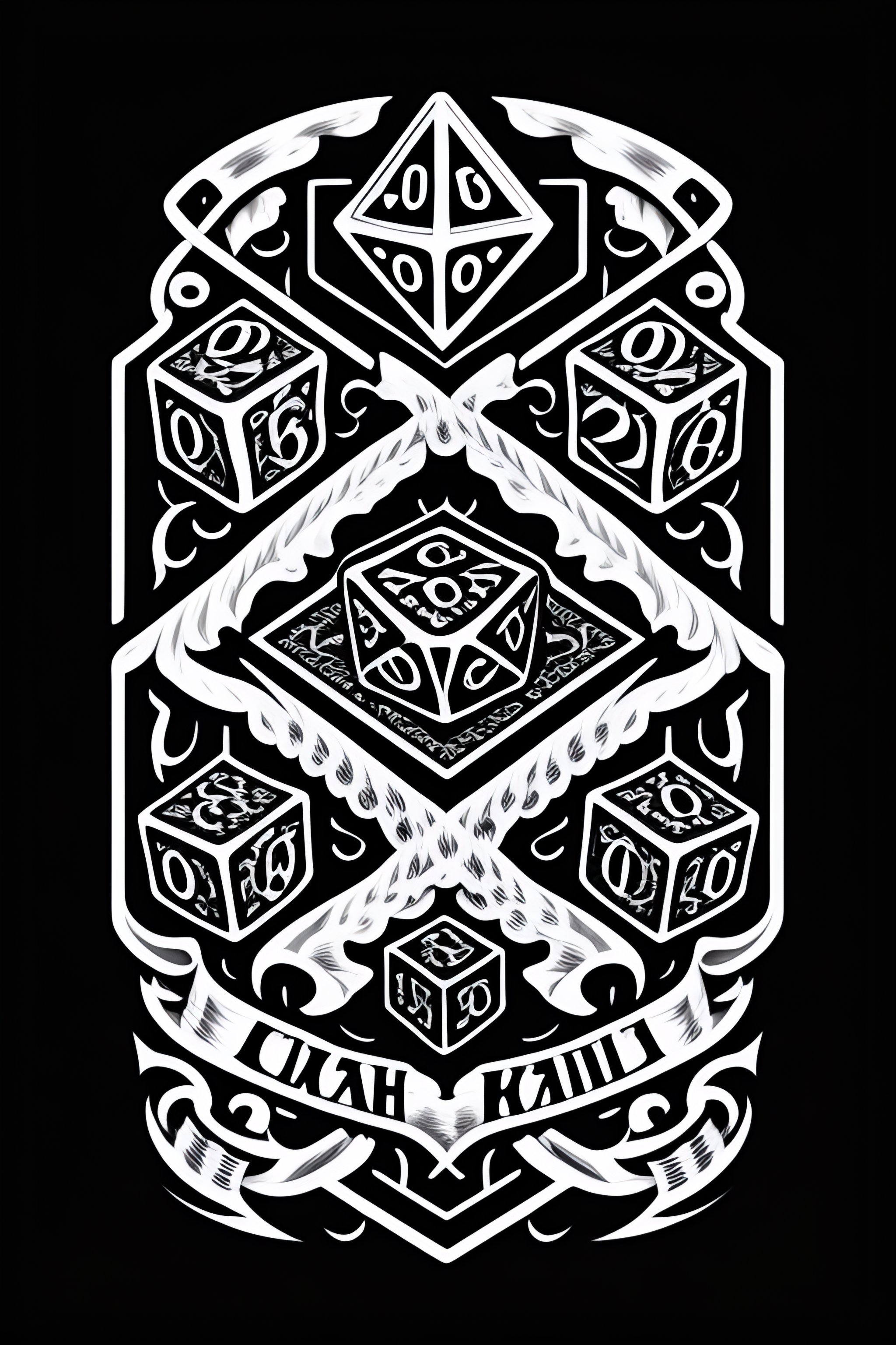 Lexica - Skeletal hands holding d20 dice, 80s style t-shirt, highly ...