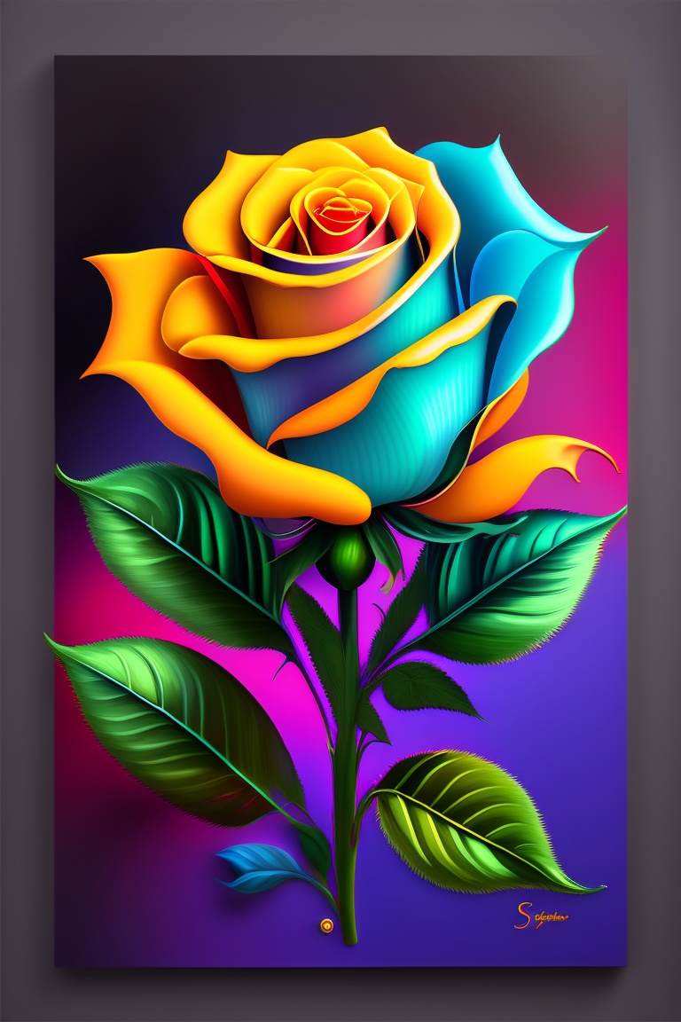 Lexica - A colorful rose is painted with colored drips and drips, in ...