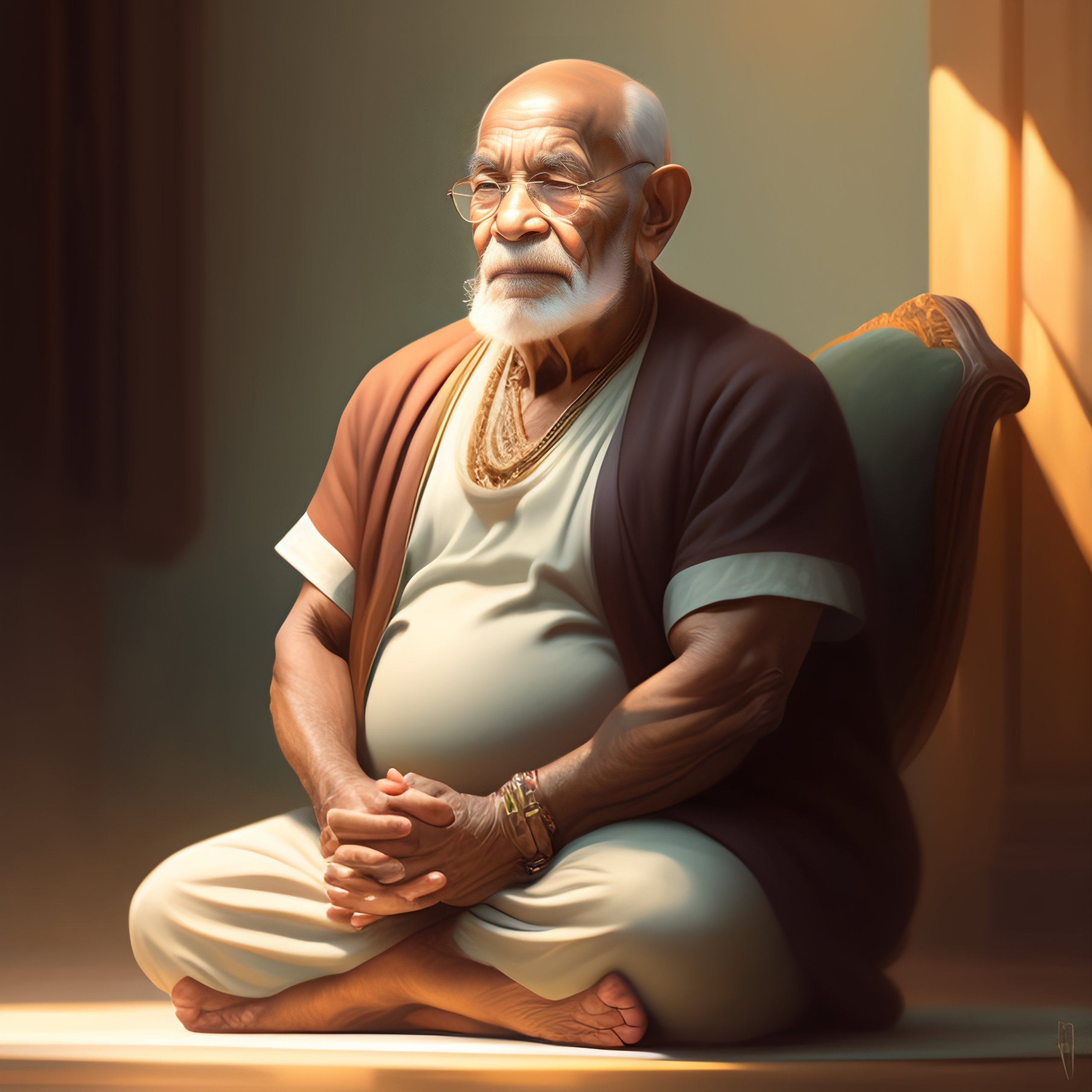 Lexica - Portrait of full body old yogi, sitting meditation, wrinkly ...