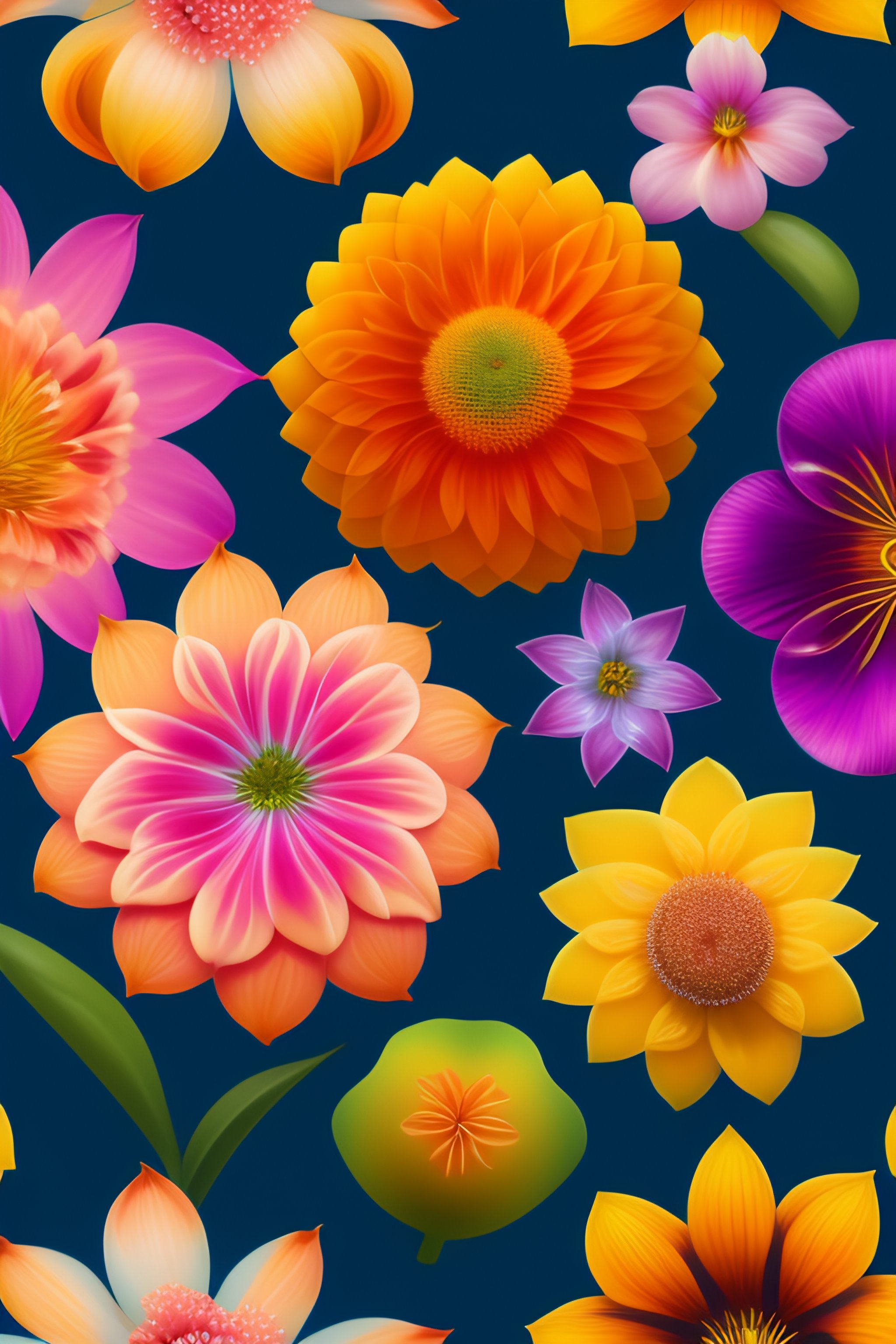 Lexica - Exotic flowers in full bloom in all over pattern vaporware