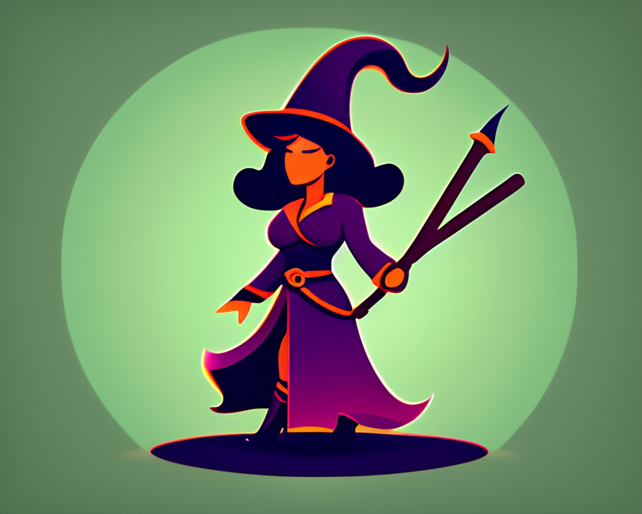 Lexica - Top down full body view of a witch holding a staff and casting ...