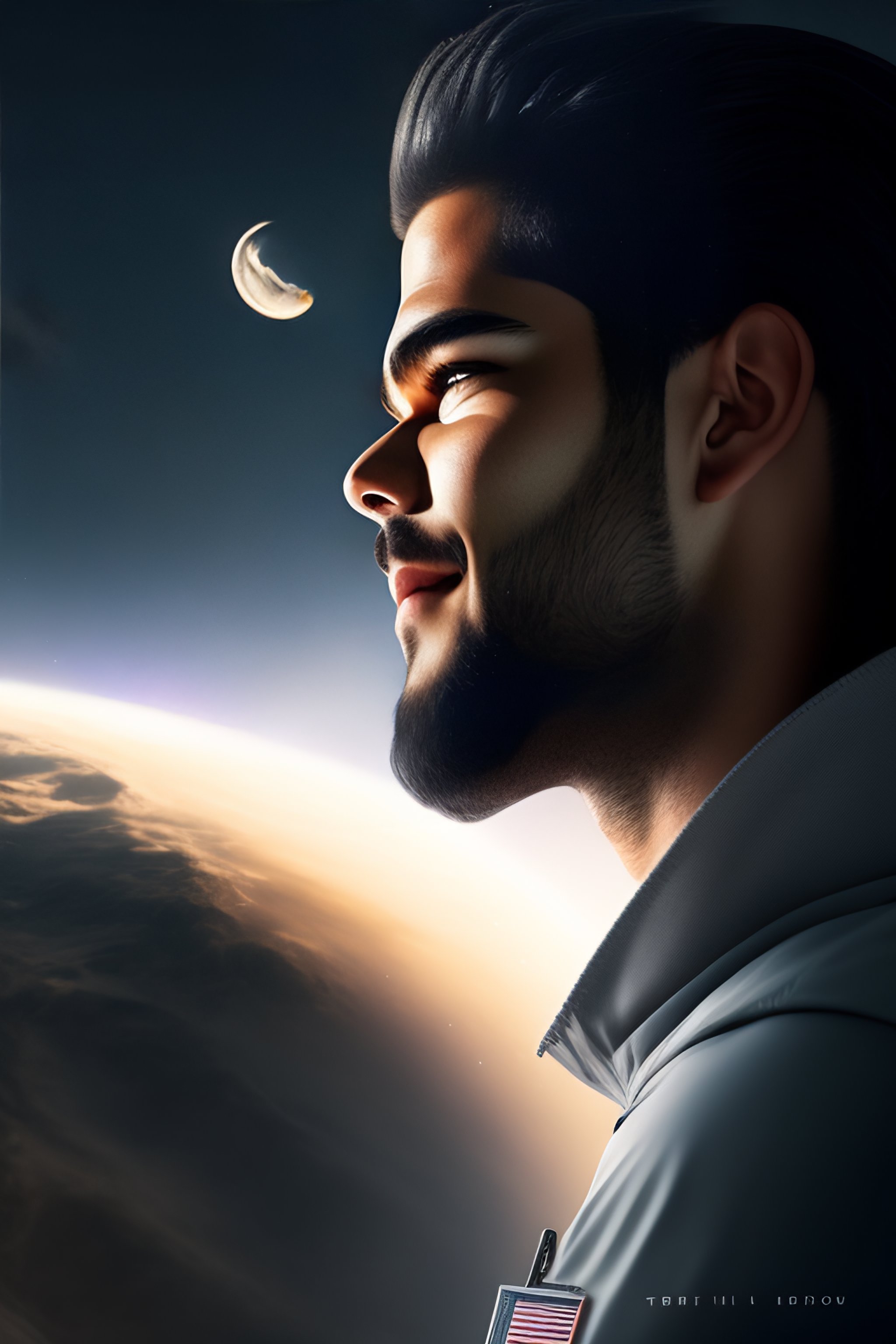 Lexica - Portrait of a smiling male gray long hair and beard astronaut ...