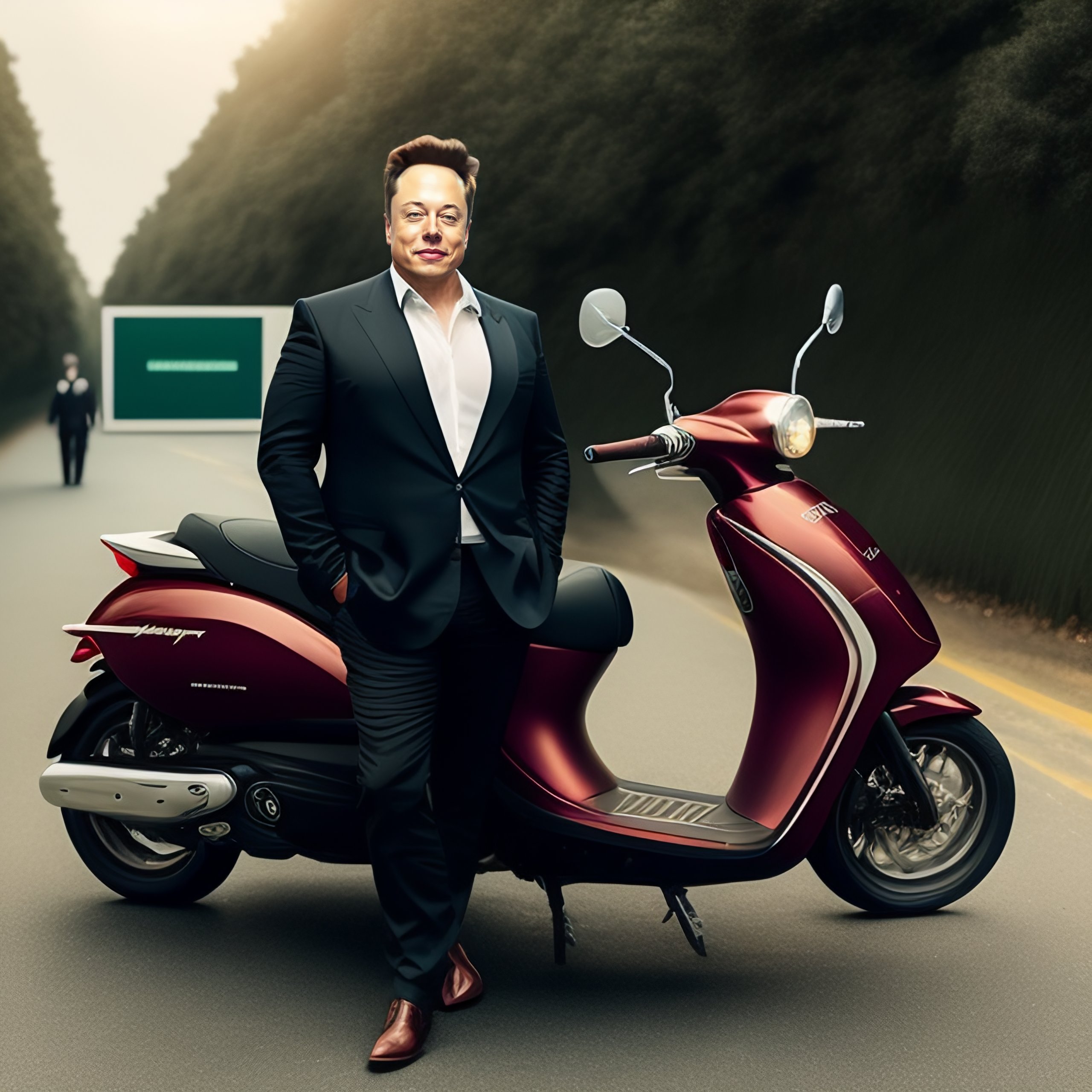 Lexica - Elon Musk sitting on scooter