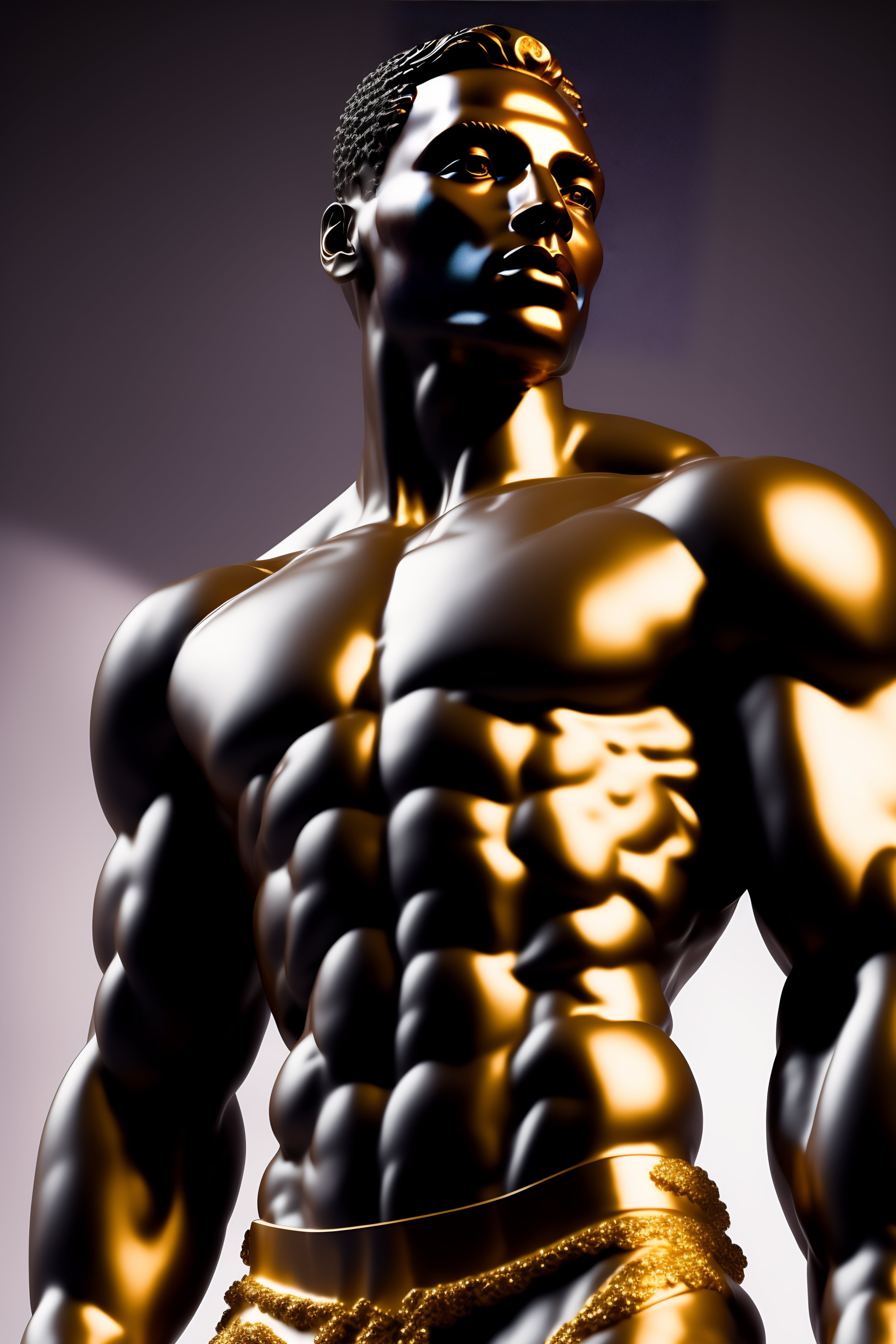 Lexica - A statue of a man made of marble with gold veins, dark skin ...