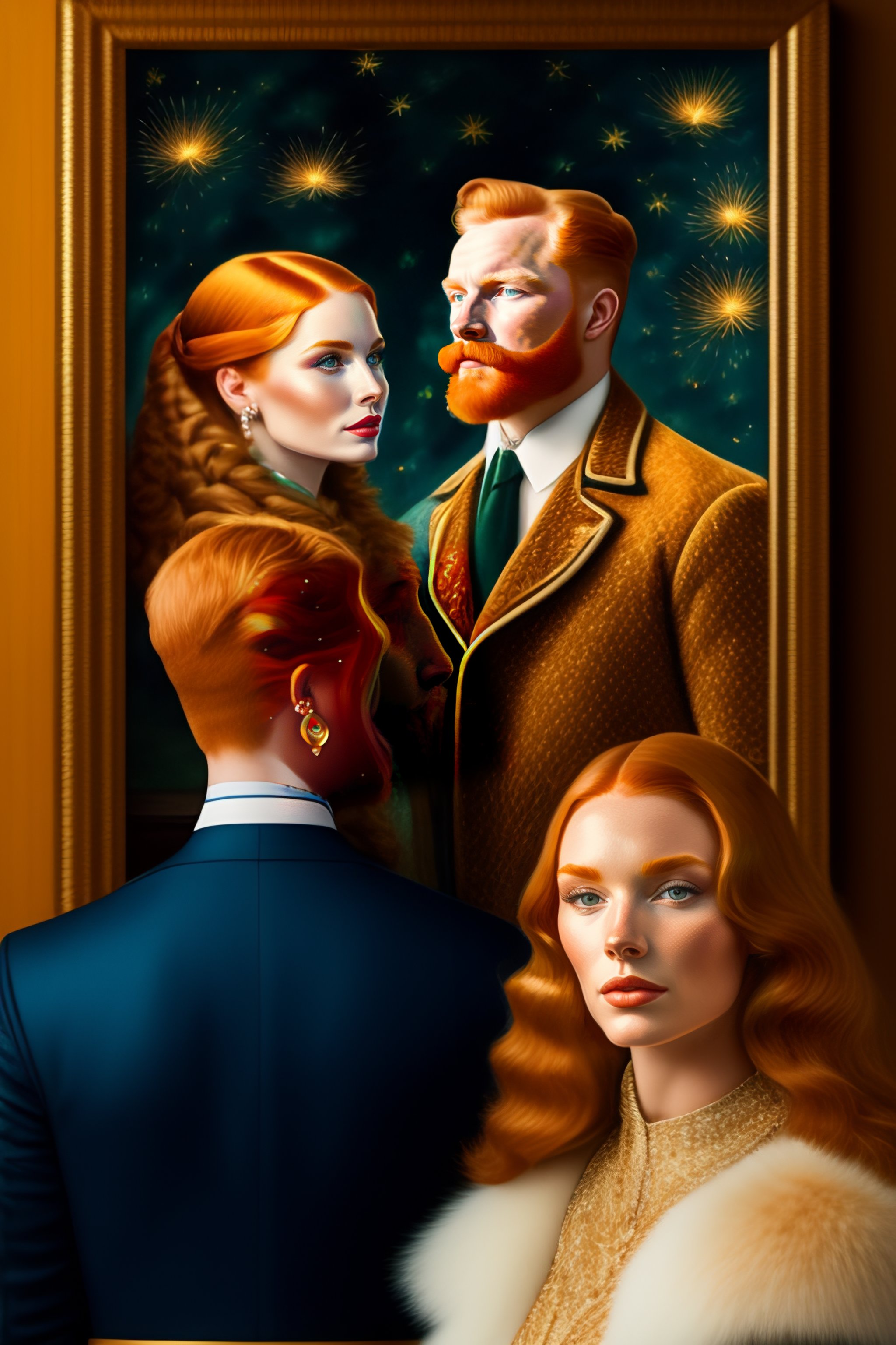 Lexica - Van Gogh portrait of a ginger tabby cat wearing a beautiful ...