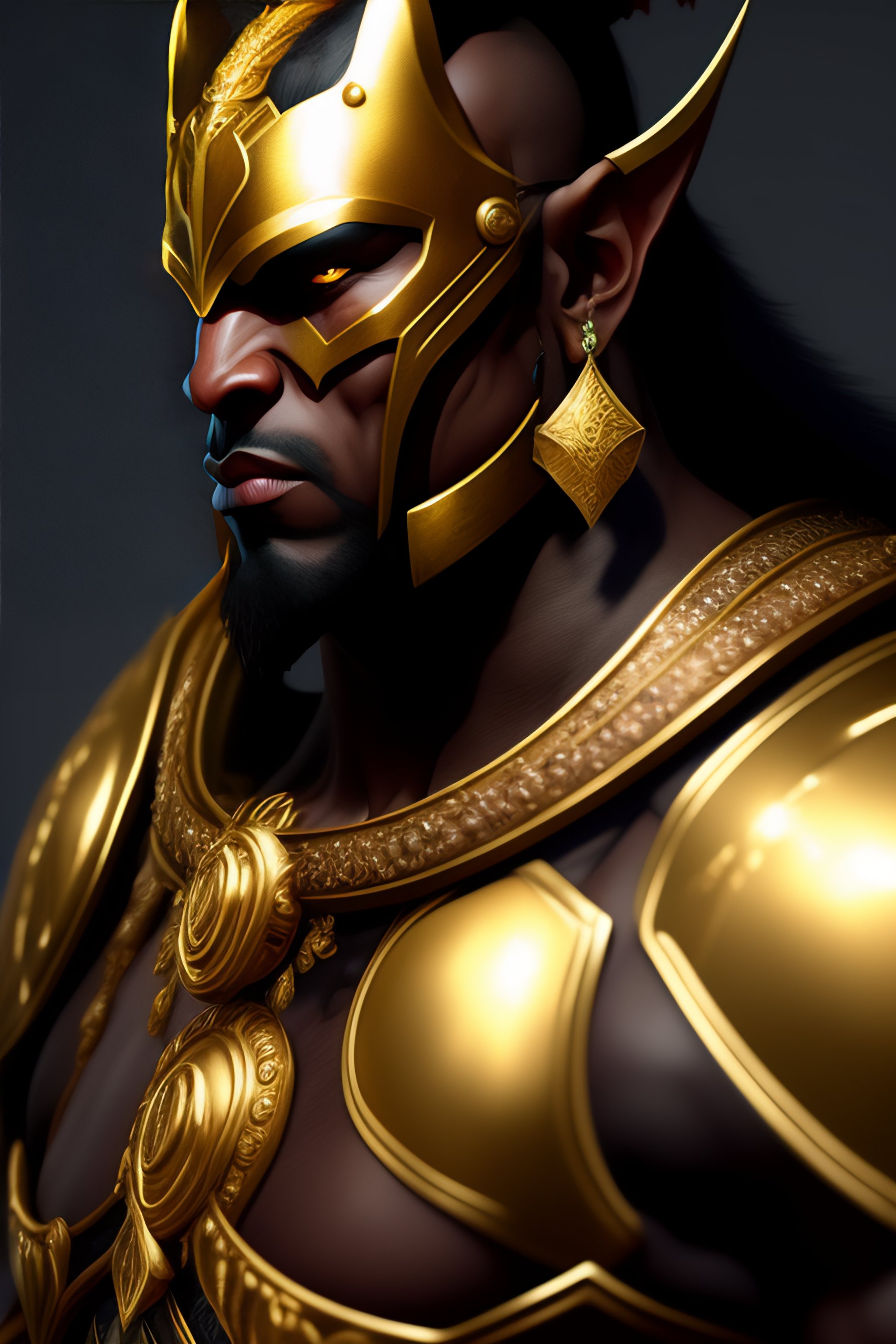 Lexica - An orc with gold armor in a very detailed and realistic ...