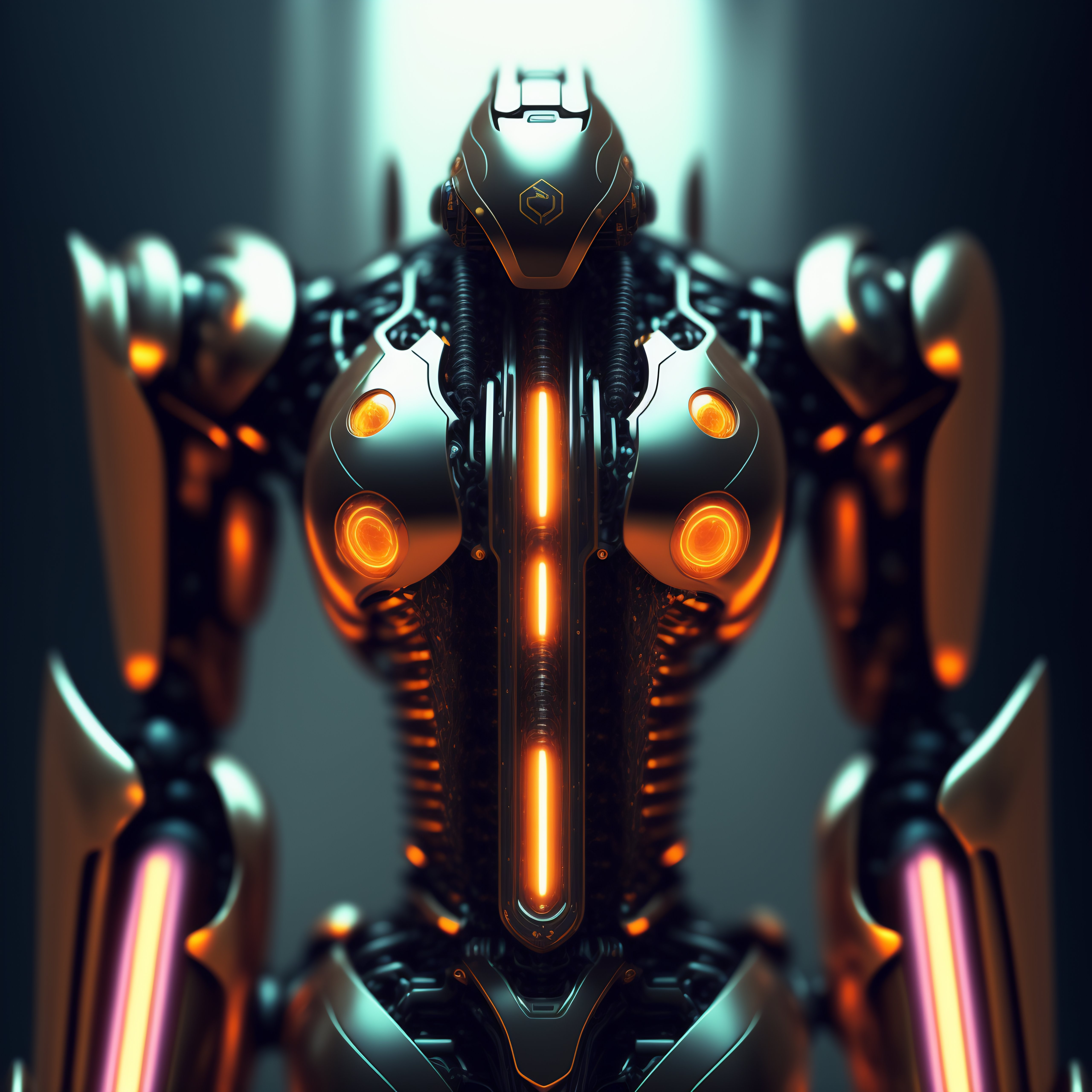 Lexica - Futuristic_ai_biomechanical_sentient_bot_dangerous_neural_network