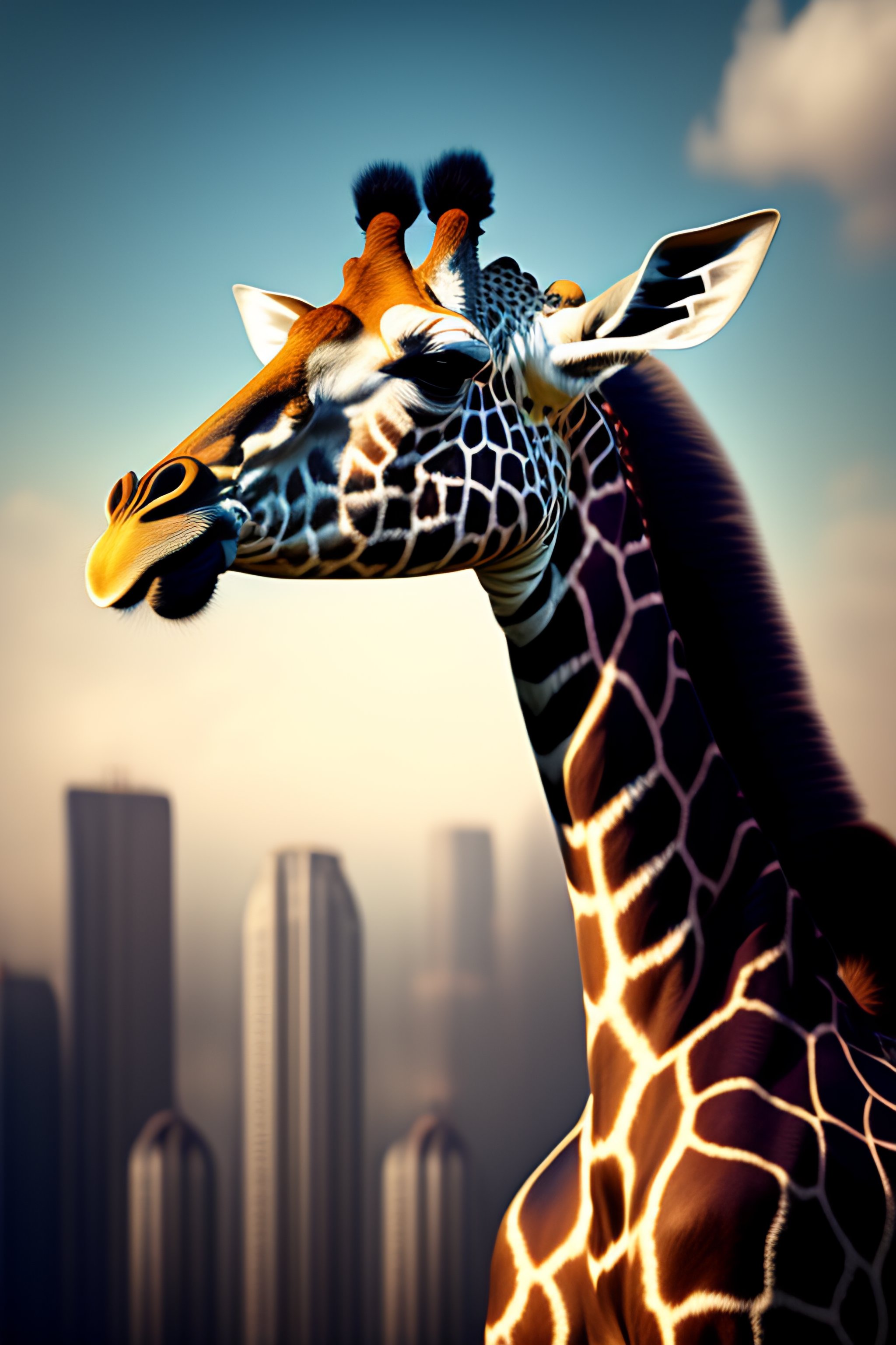 Lexica - Giraffe with wings, cyberpunk