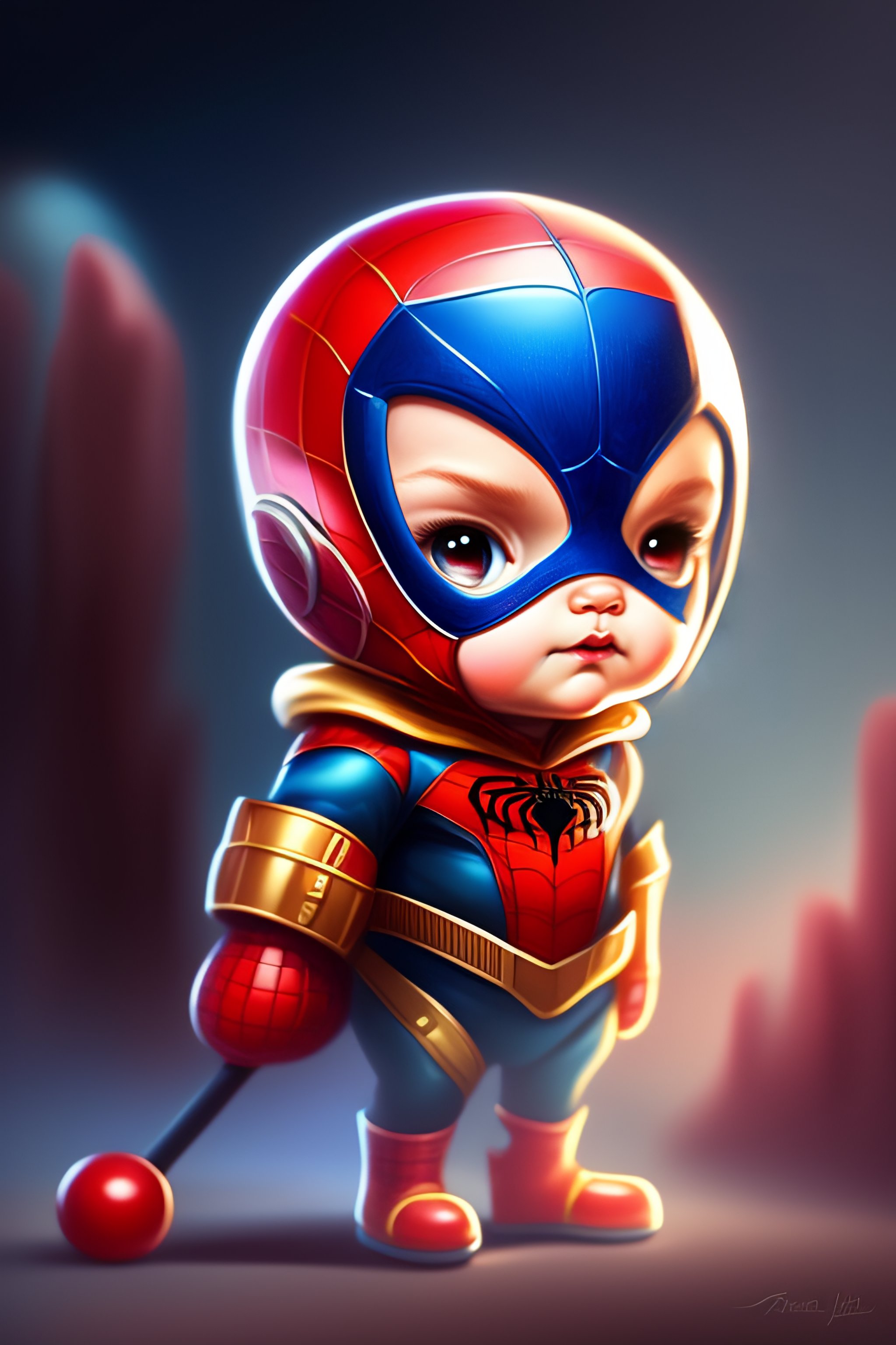 Lexica - Cute and adorable cartoon spiderman baby, fantasy, dreamlike ...
