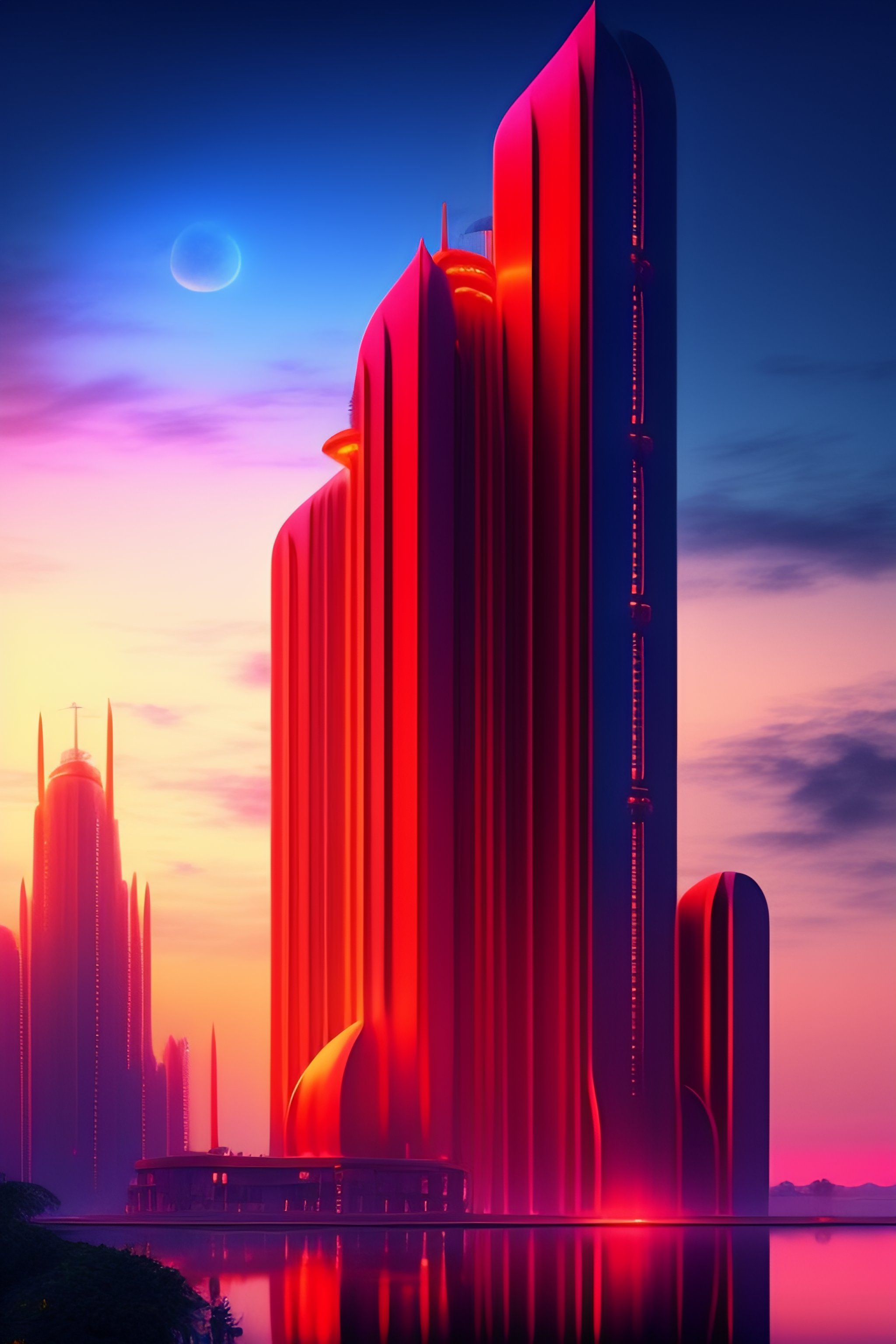 Lexica - Mystical ethereal tropical atlantis city futuristic buildings ...