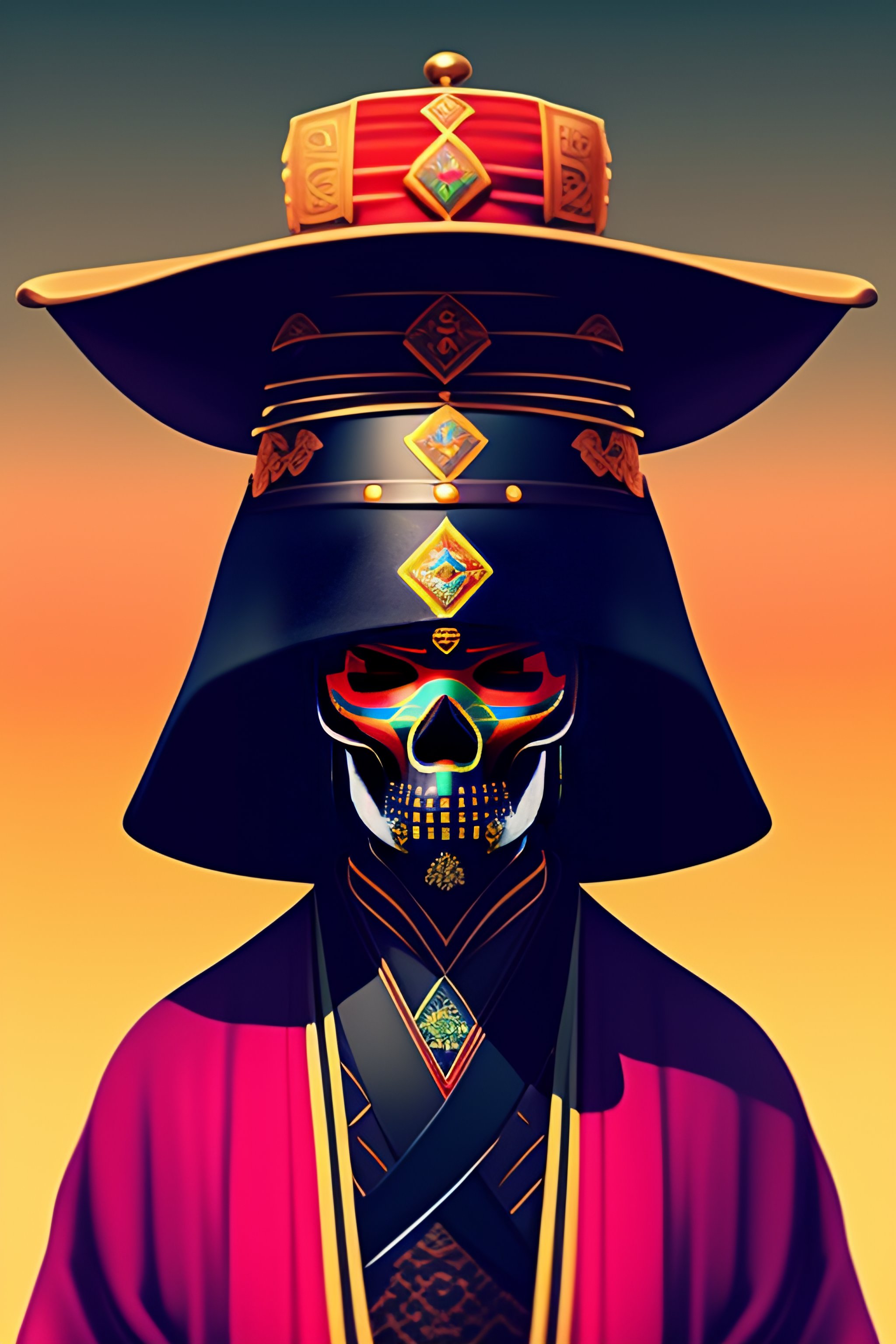 Lexica - SAMURAI CALAVERA EN CIUDAD MODERNA