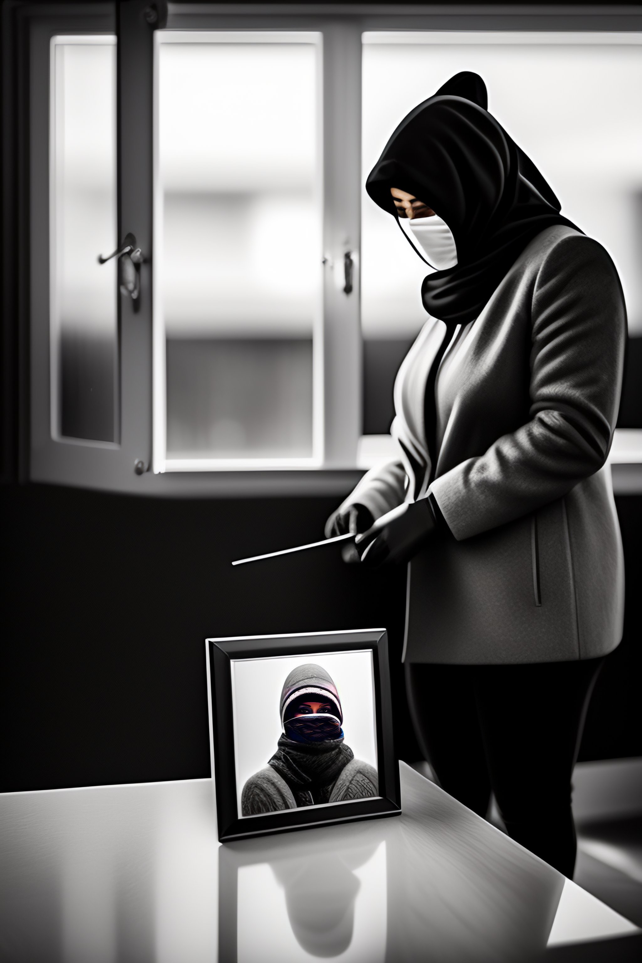 Lexica - Female masked robber stealing a picture in a house