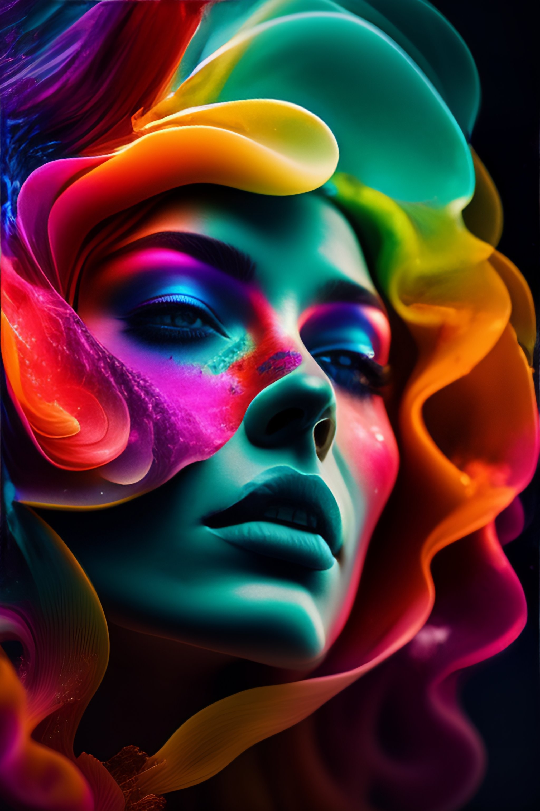 Lexica - Underwater ink art of A person glowing from the inside ...