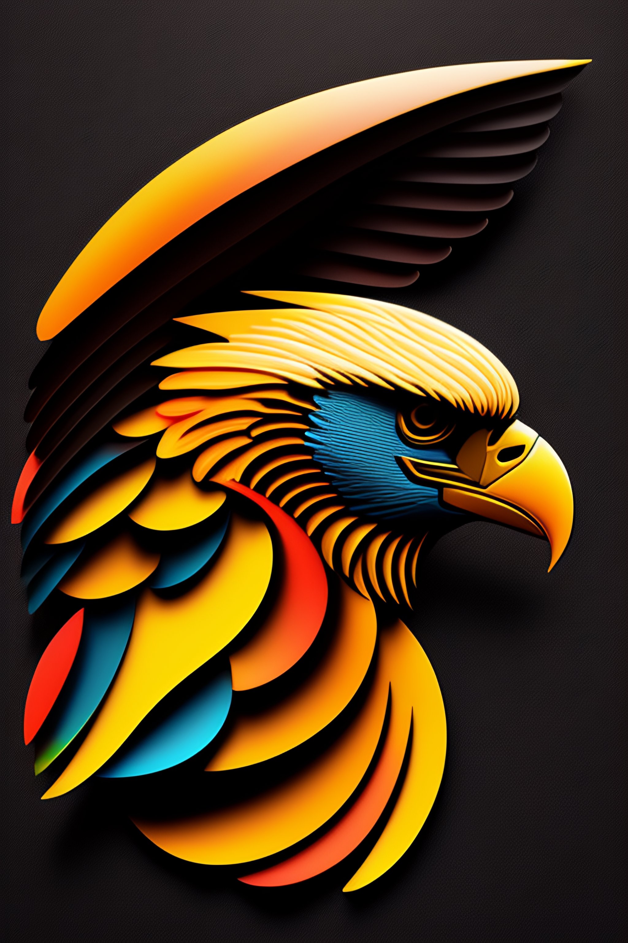 Lexica - Vector, color eagle icon with girl face, black background ...