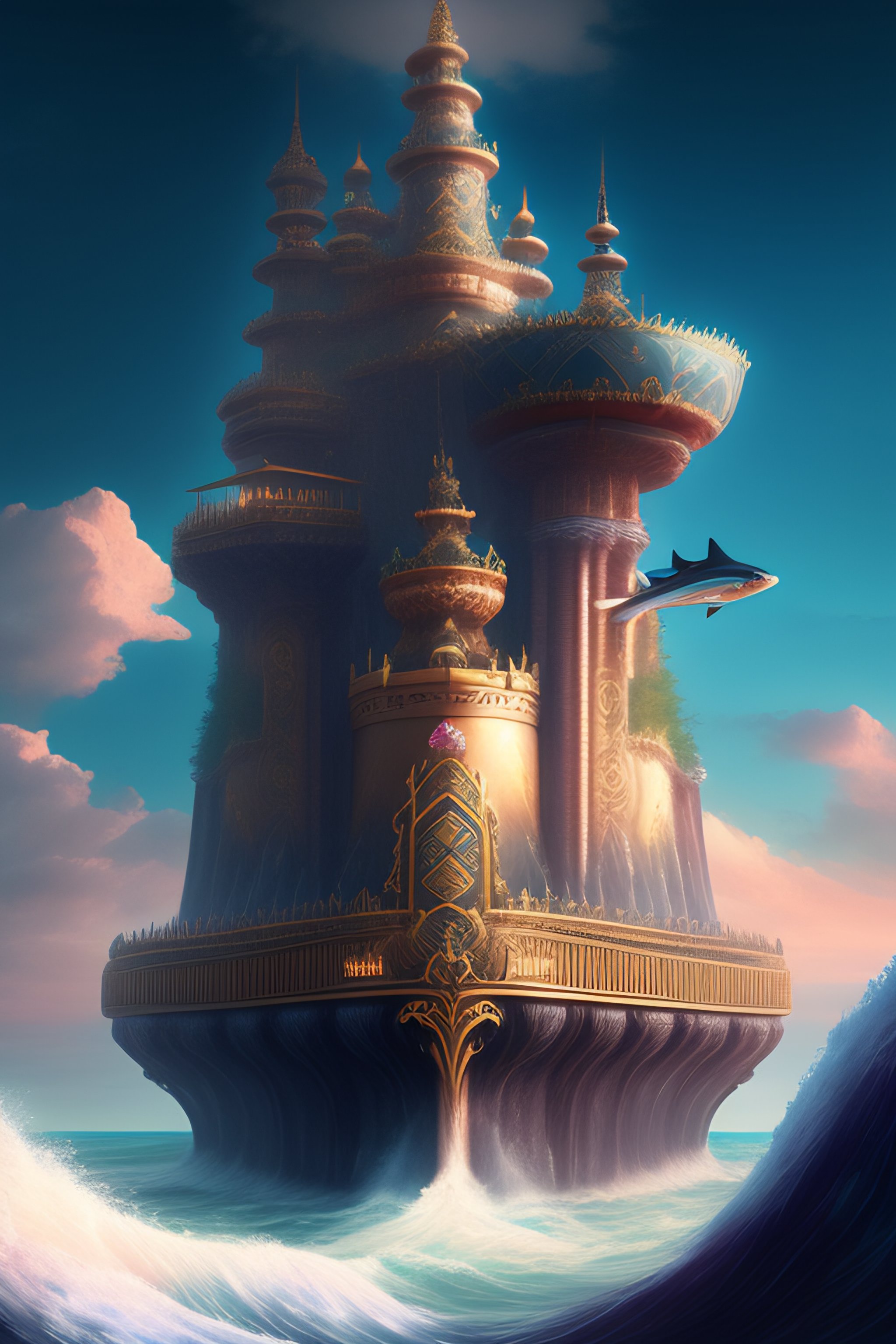 Lexica - Un leviathan rose flying wind castle