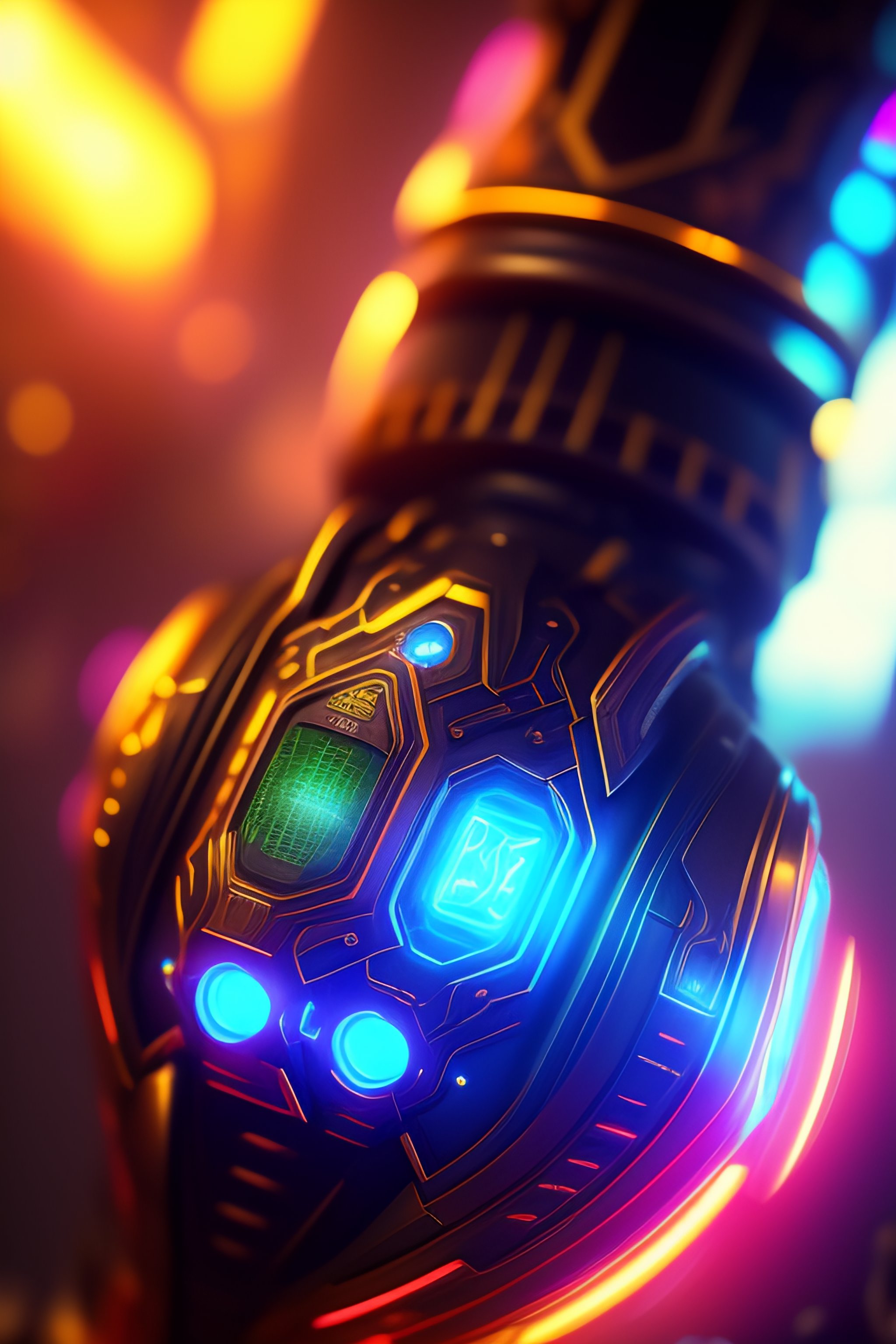 Lexica - Ultradetailed illustration of a mechanic gauntlet with a magic ...