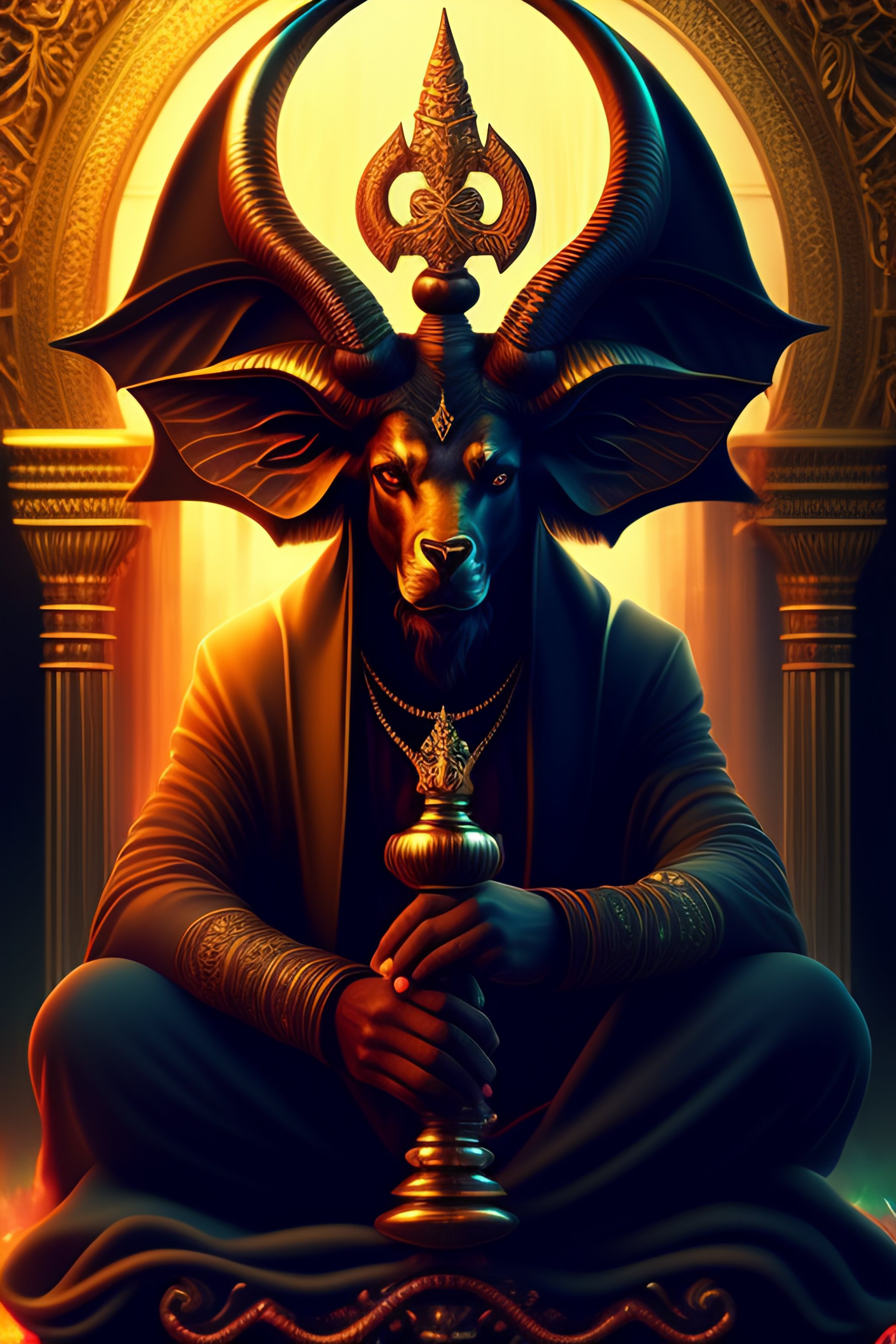 Lexica - Portrait of the satanic devil baphomet smoking a big joint of ...