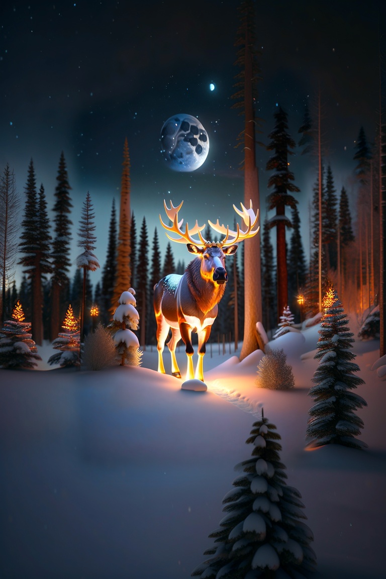 Lexica - (((Anthropomorphic))) male moose standing in the snowy night ...