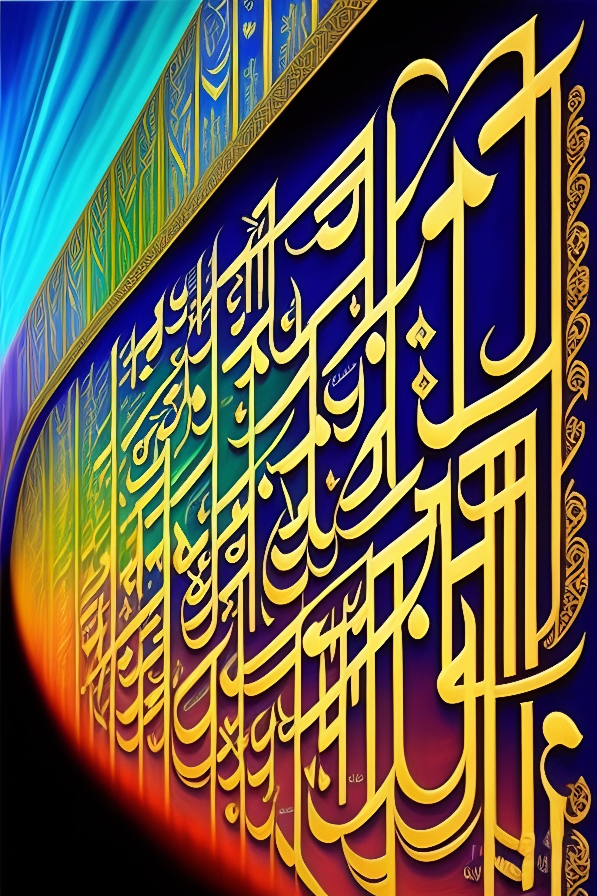 Lexica - Create an acrylic wall painting of Allah Muhammad caligraphy ...
