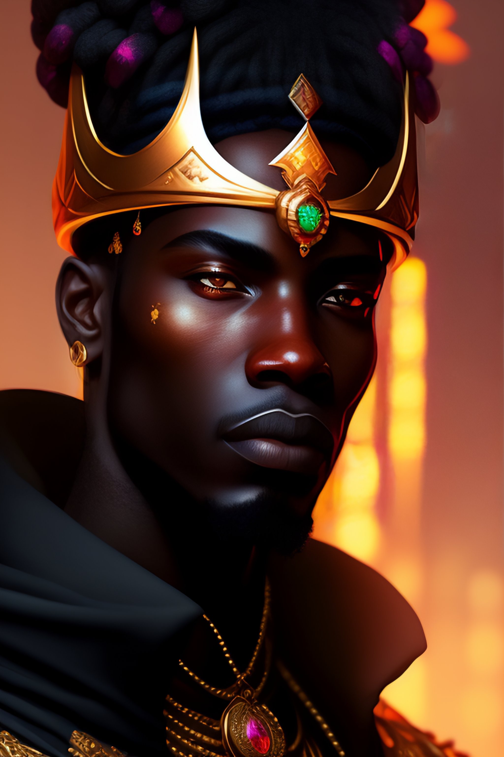 Lexica - A dark and ominous african moor with glowing eyes and a golden ...