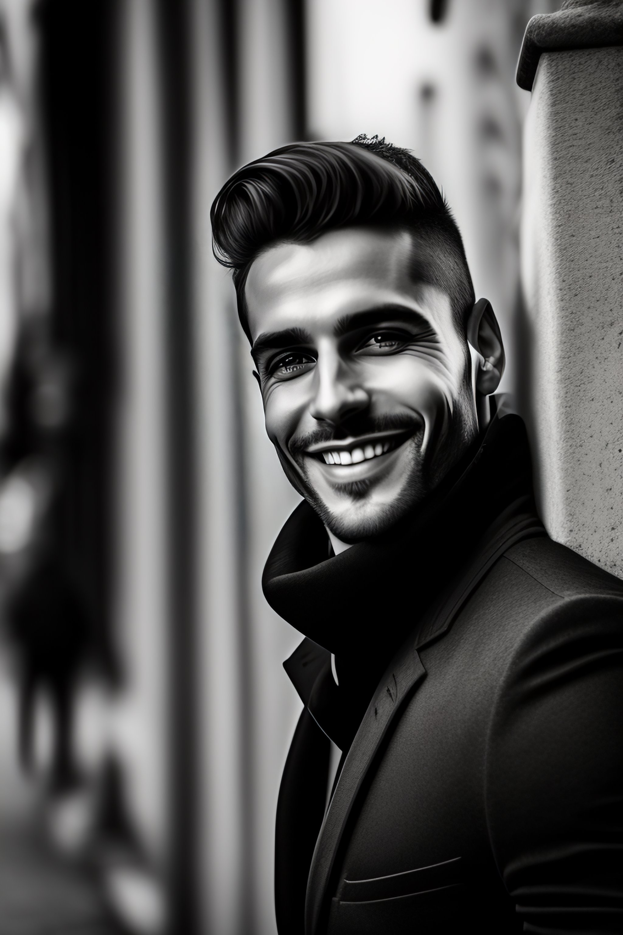 Lexica - A black and white photo of yourself a handsome European Male ...