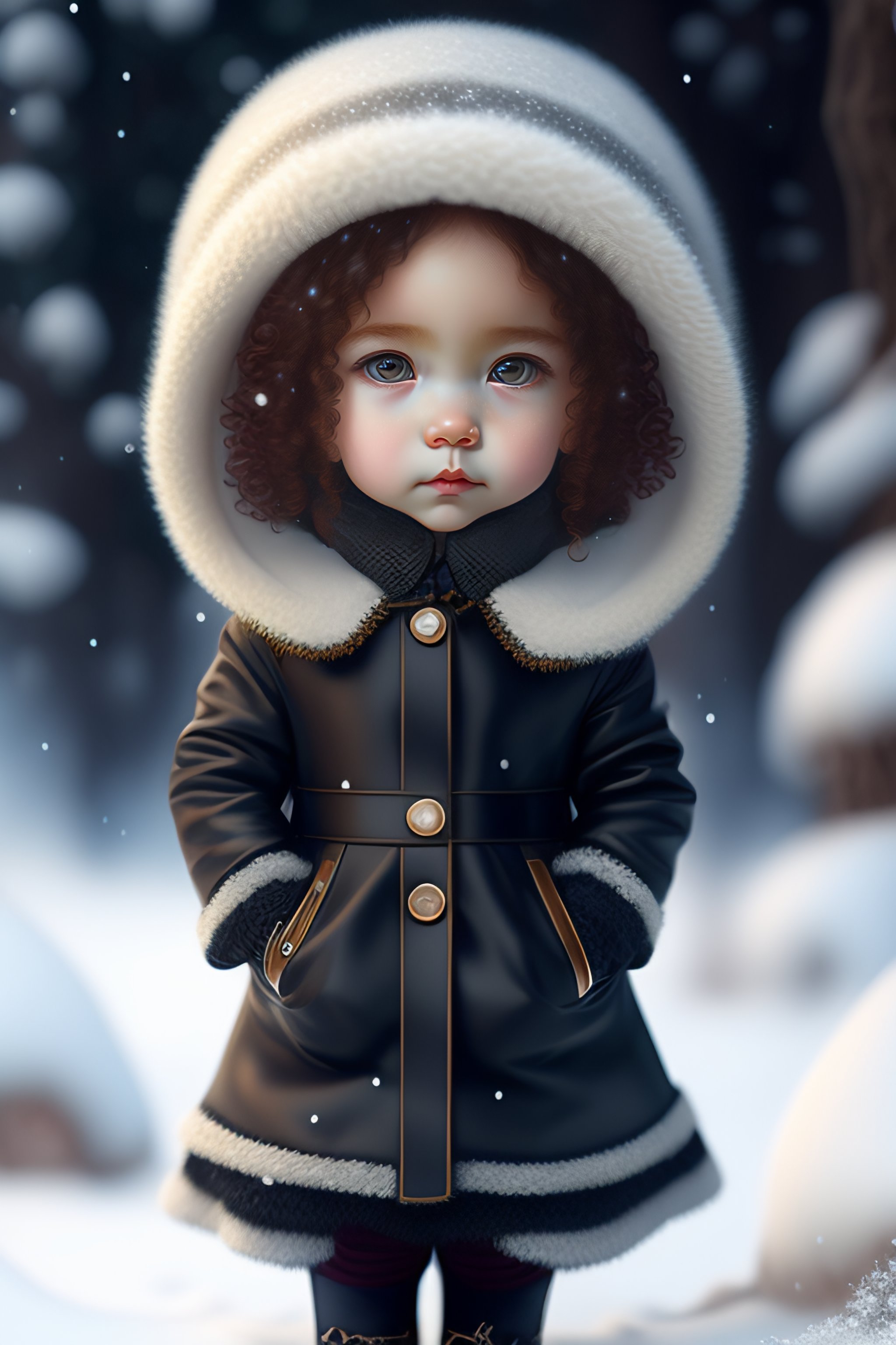 Lexica - Portrait of a cute gothic chibi girl kewpie winter clothes ...
