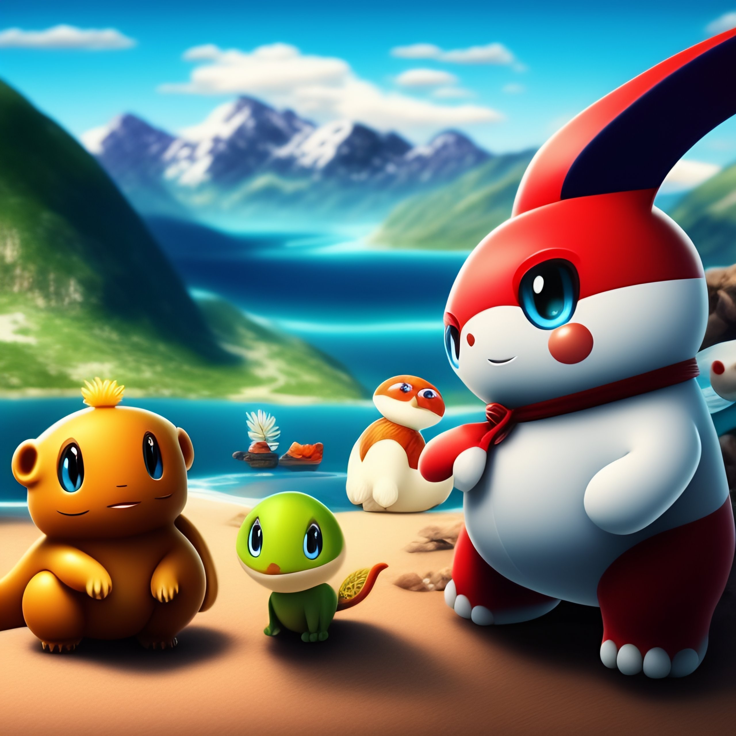 Lexica - Pokemon in the mountain photo, 4k hd photo, sharp photo ...