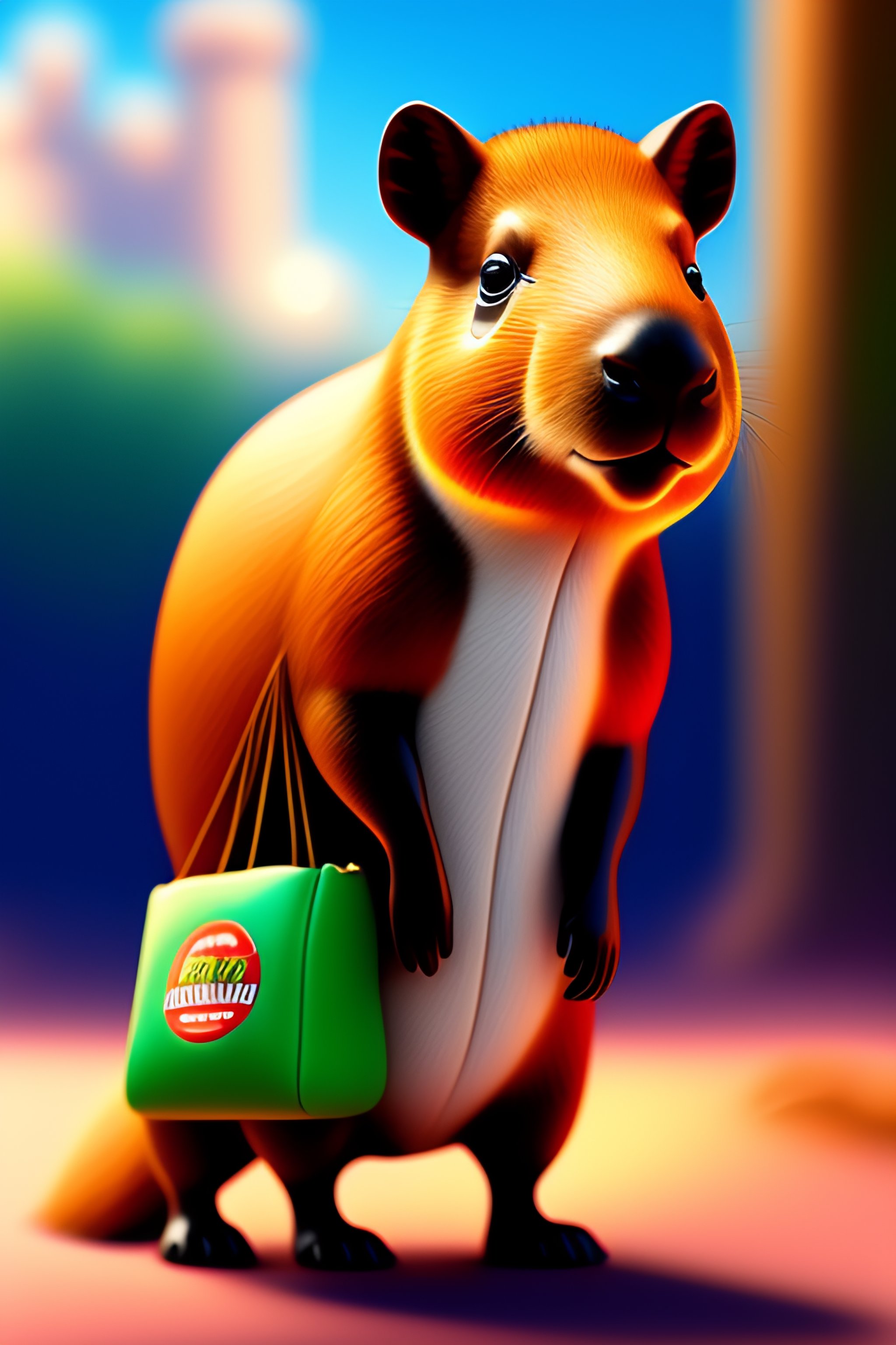 Lexica - Capybara with a barbie bag, 2d , old cartoon, disney