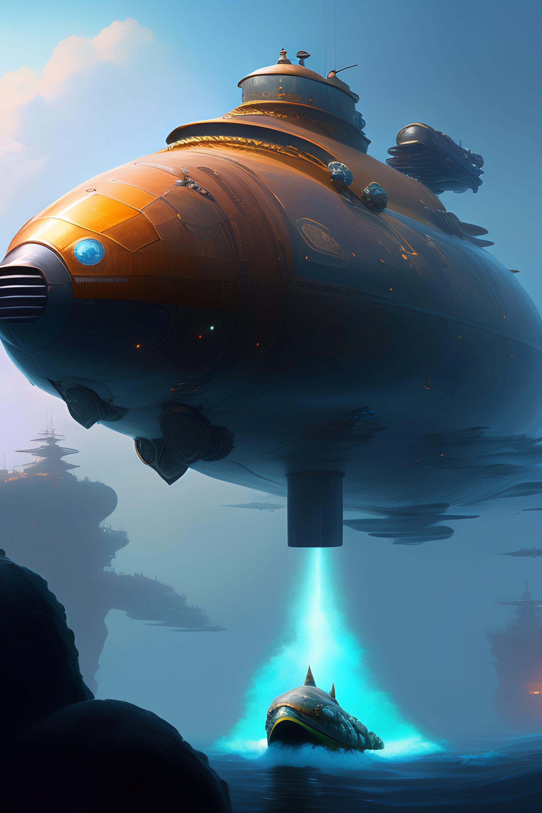 Lexica - A cyberpunk submarine in the shape of a turtle illustrator, by ...