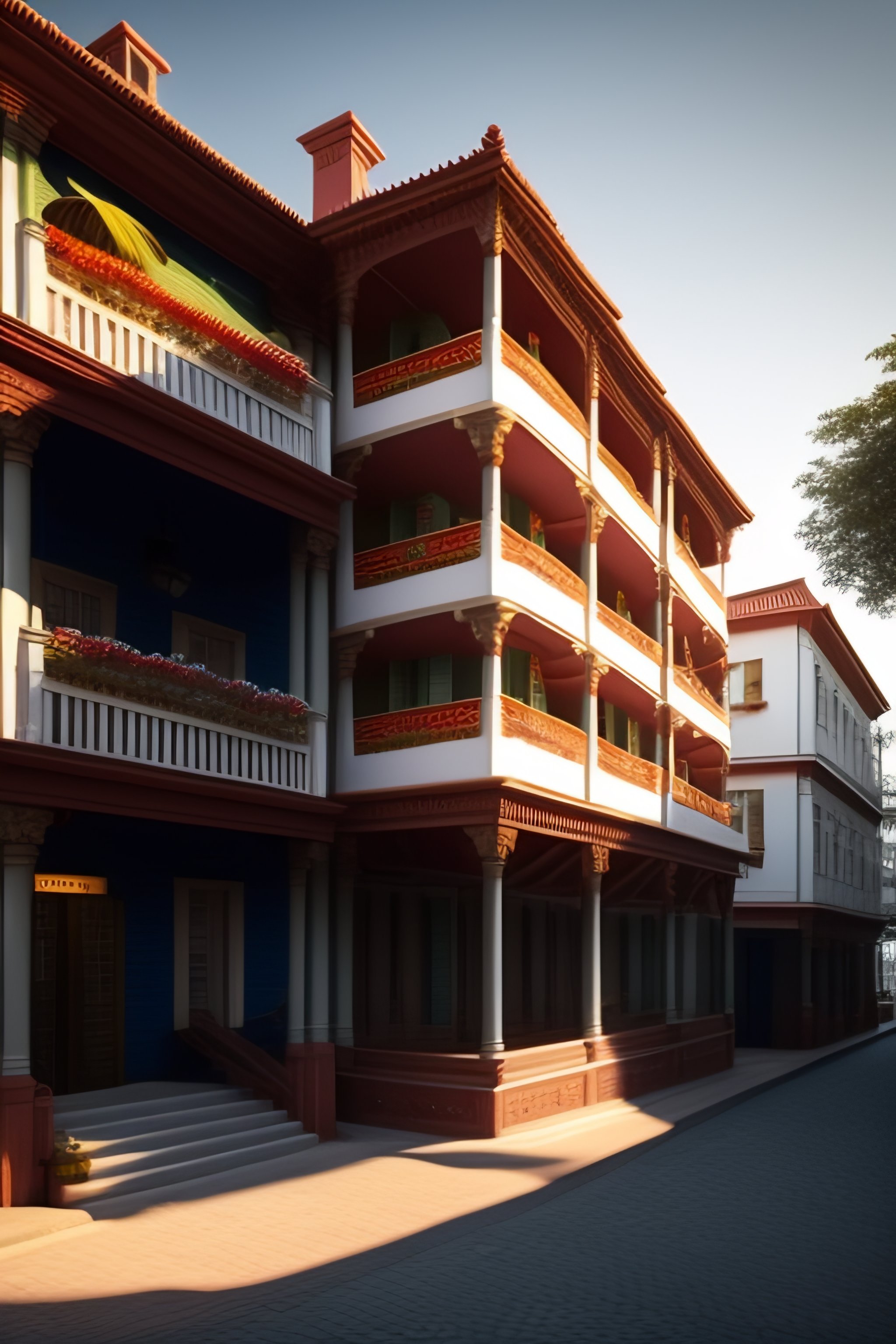 Lexica - 3 story building in colonial style in pedestrian street