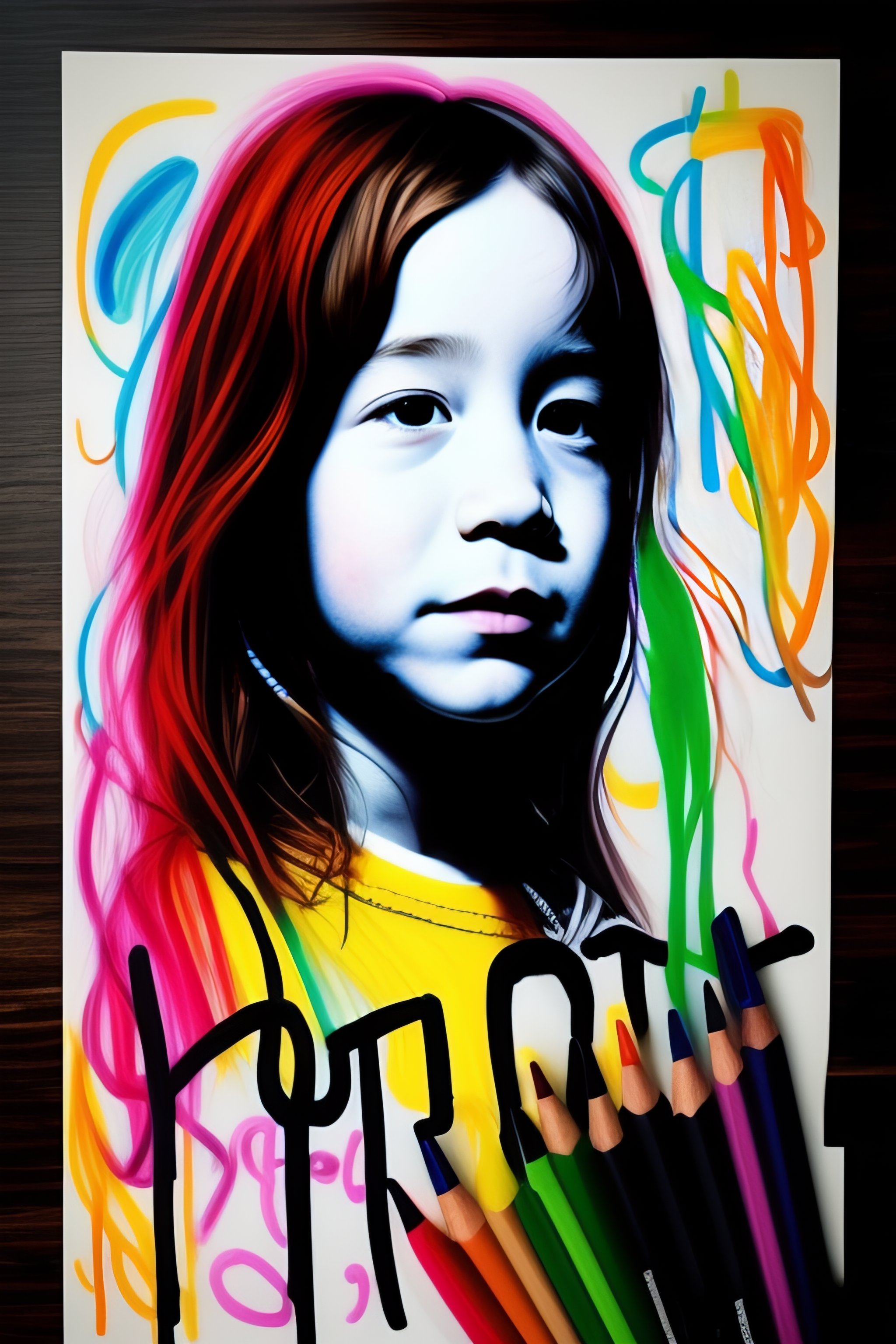 Lexica - Draw a doodle of young Beth Gibbons in the style of a 4 year ...