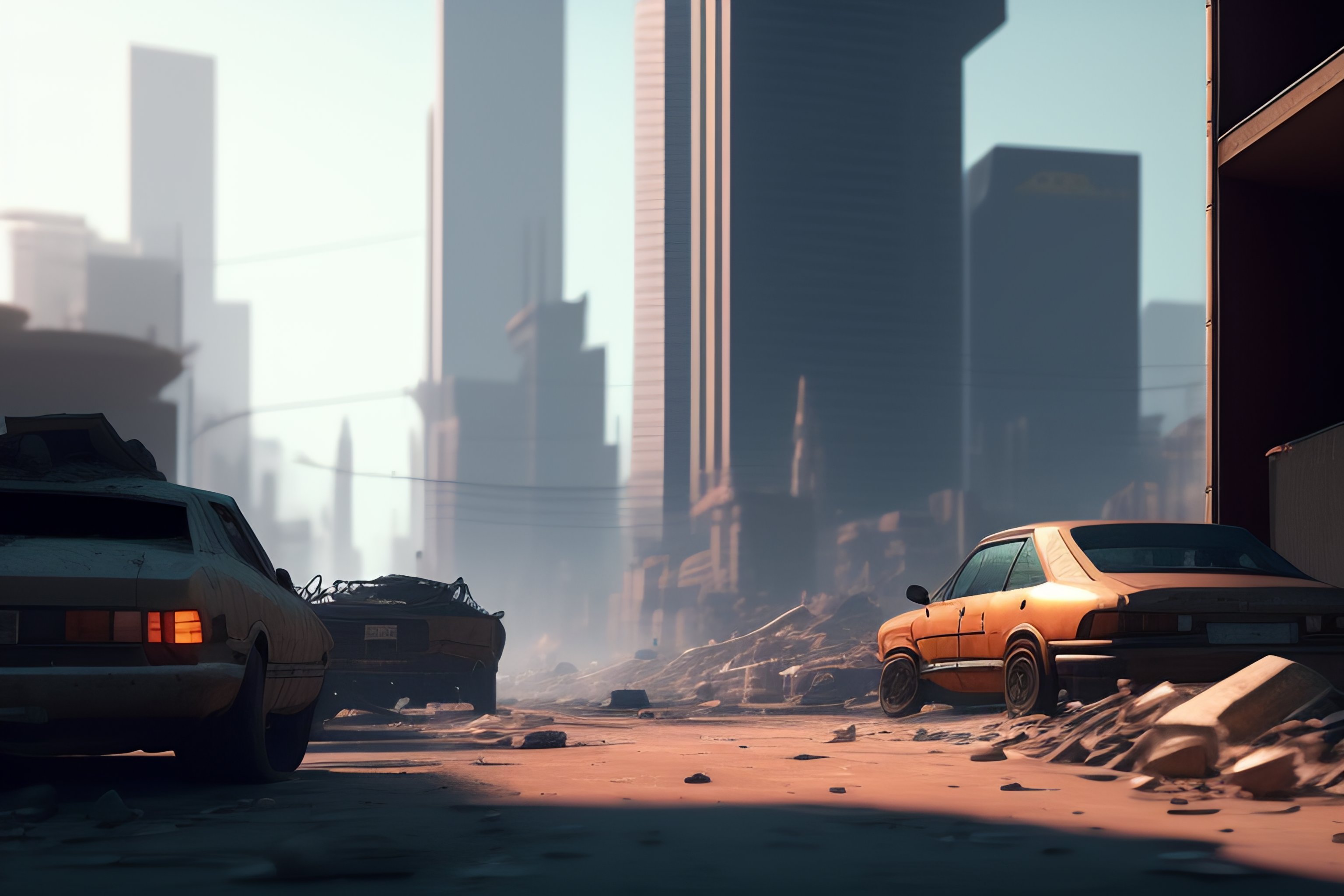 Lexica - An apocalyptic city with lots of broken buildings and rubble ...