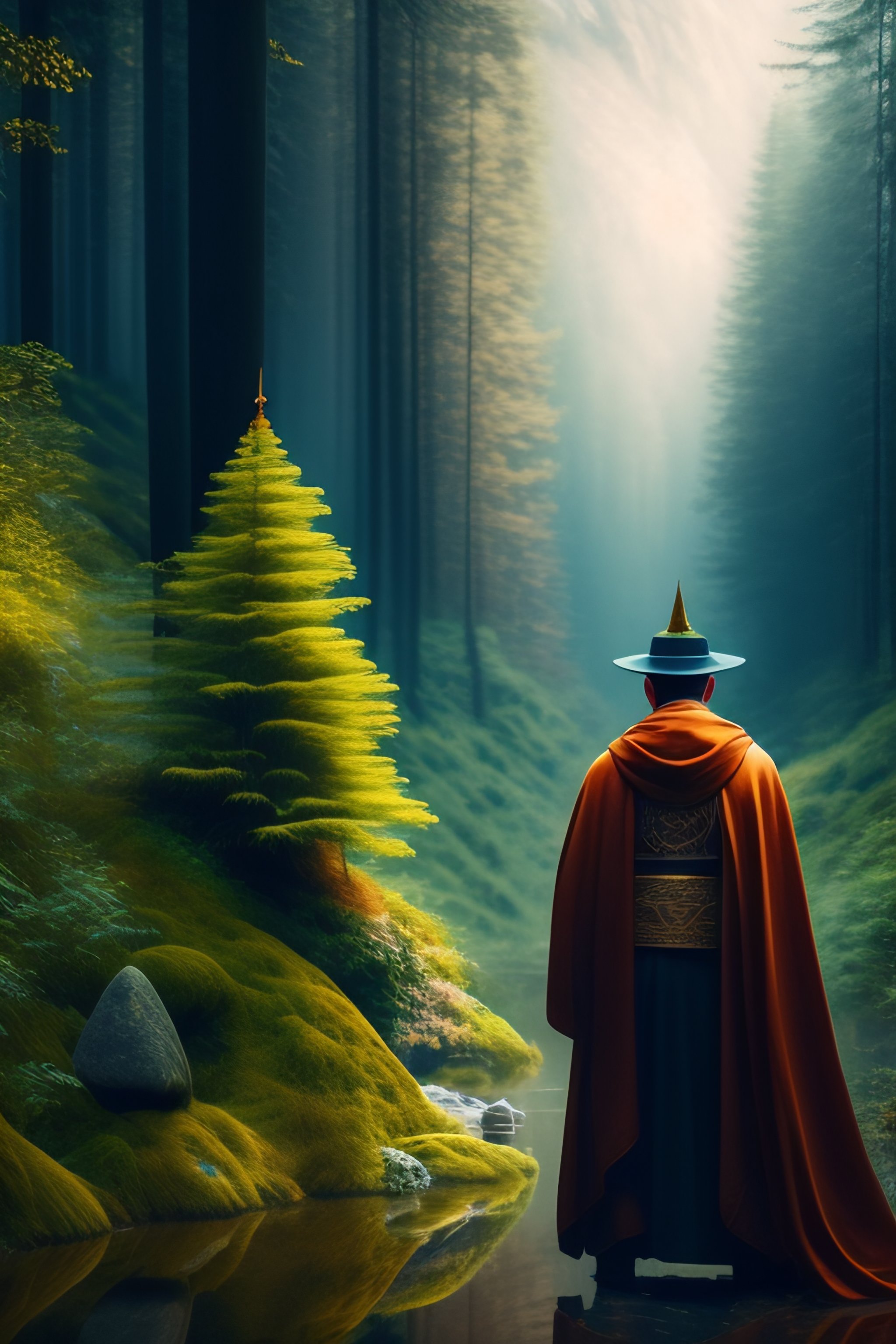 Lexica - Portrait of a bulletproof monk, wizard in a forest chasing ...