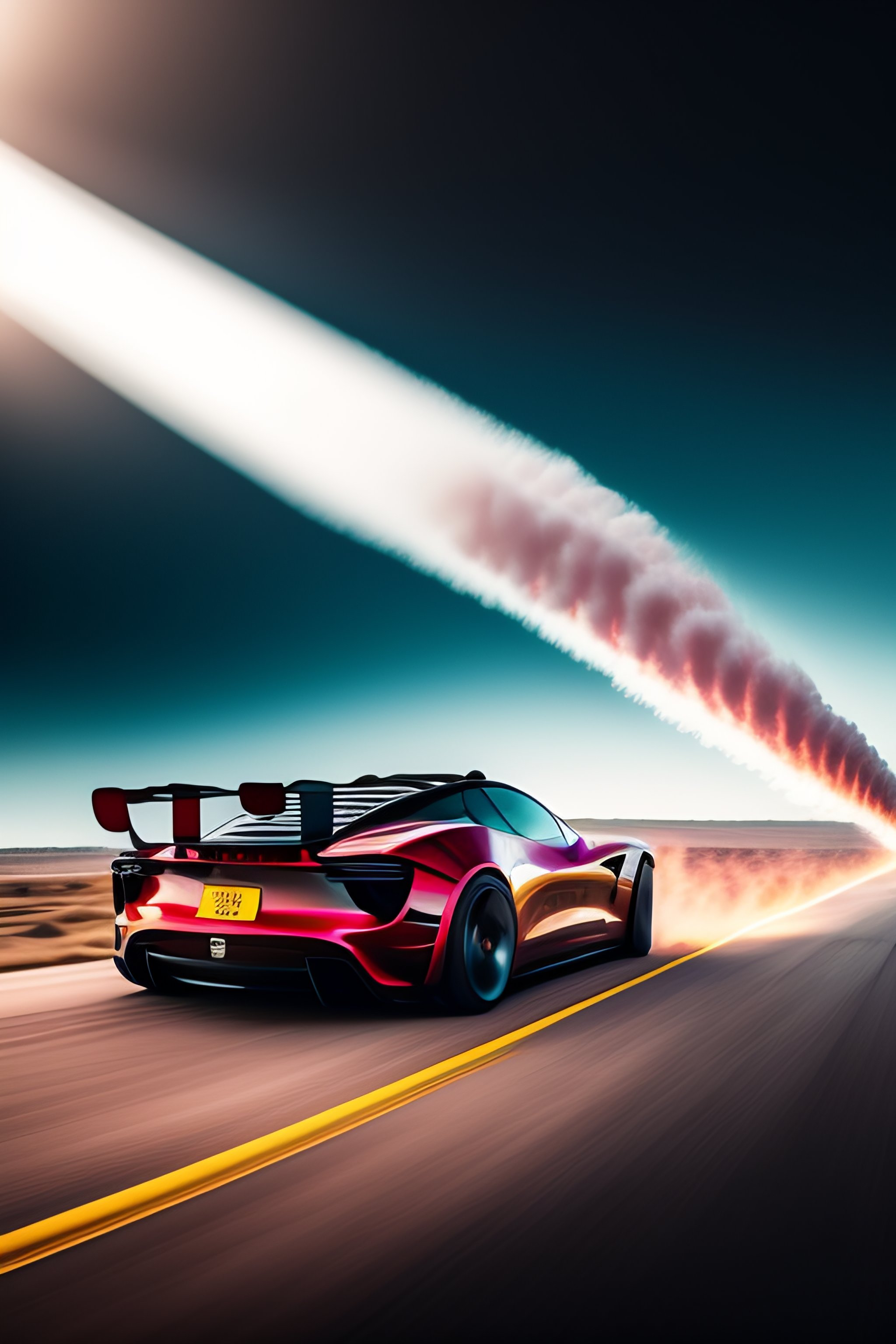 Lexica - Elon musk driving a convertible tesla roadster on a Tesla rocket