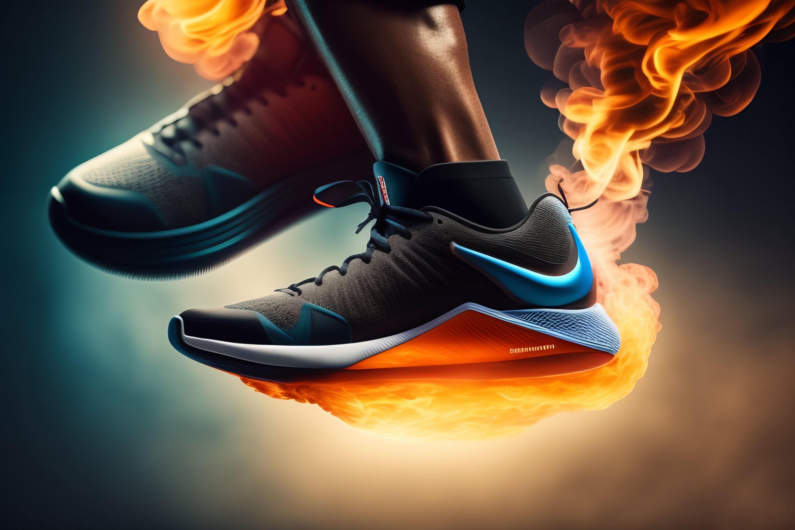 Lexica - Young black man flying through the air with fire on bottom of ...