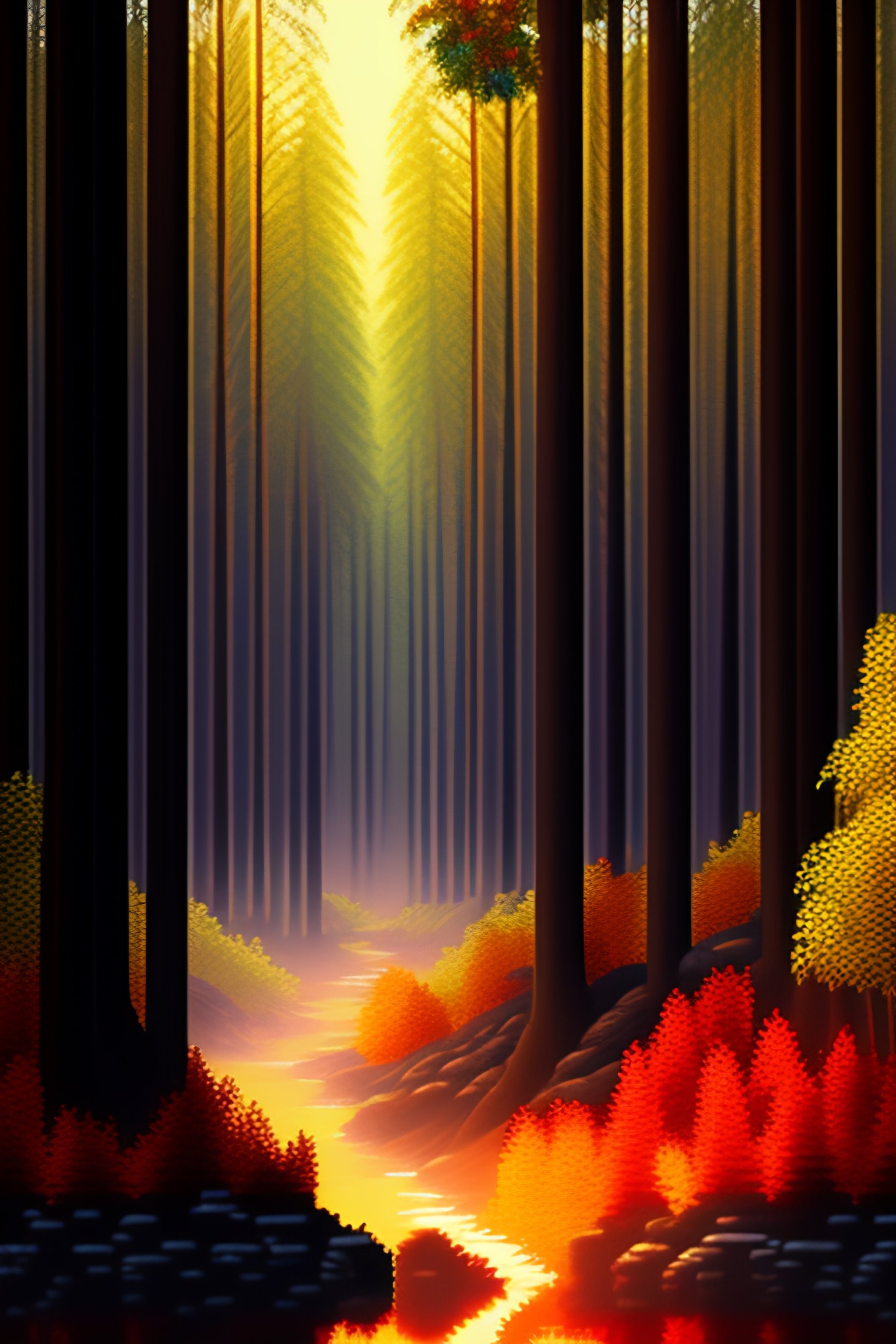 Lexica - Forest in fire australia pixelart