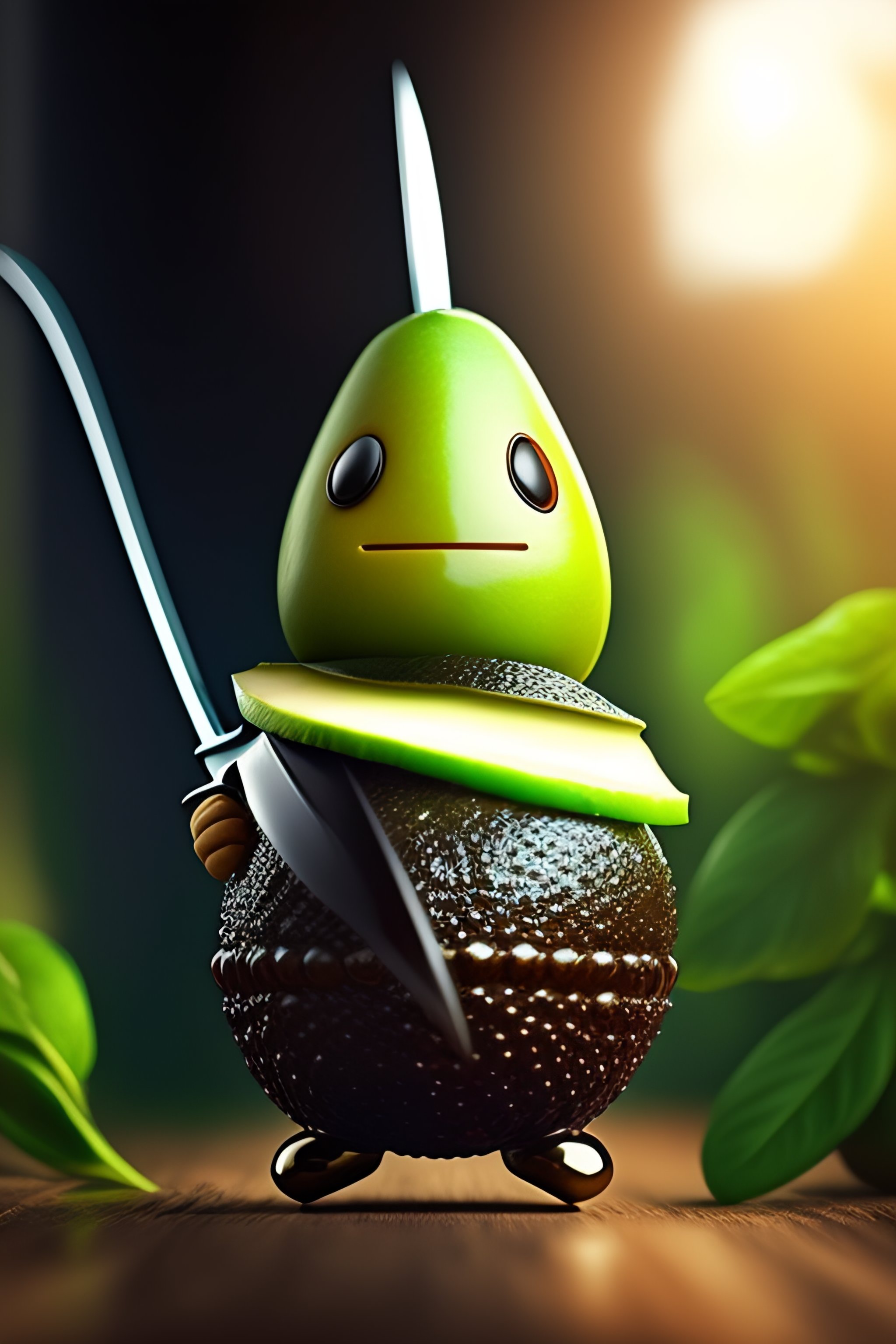 Lexica - Avocado the warrior with a sword