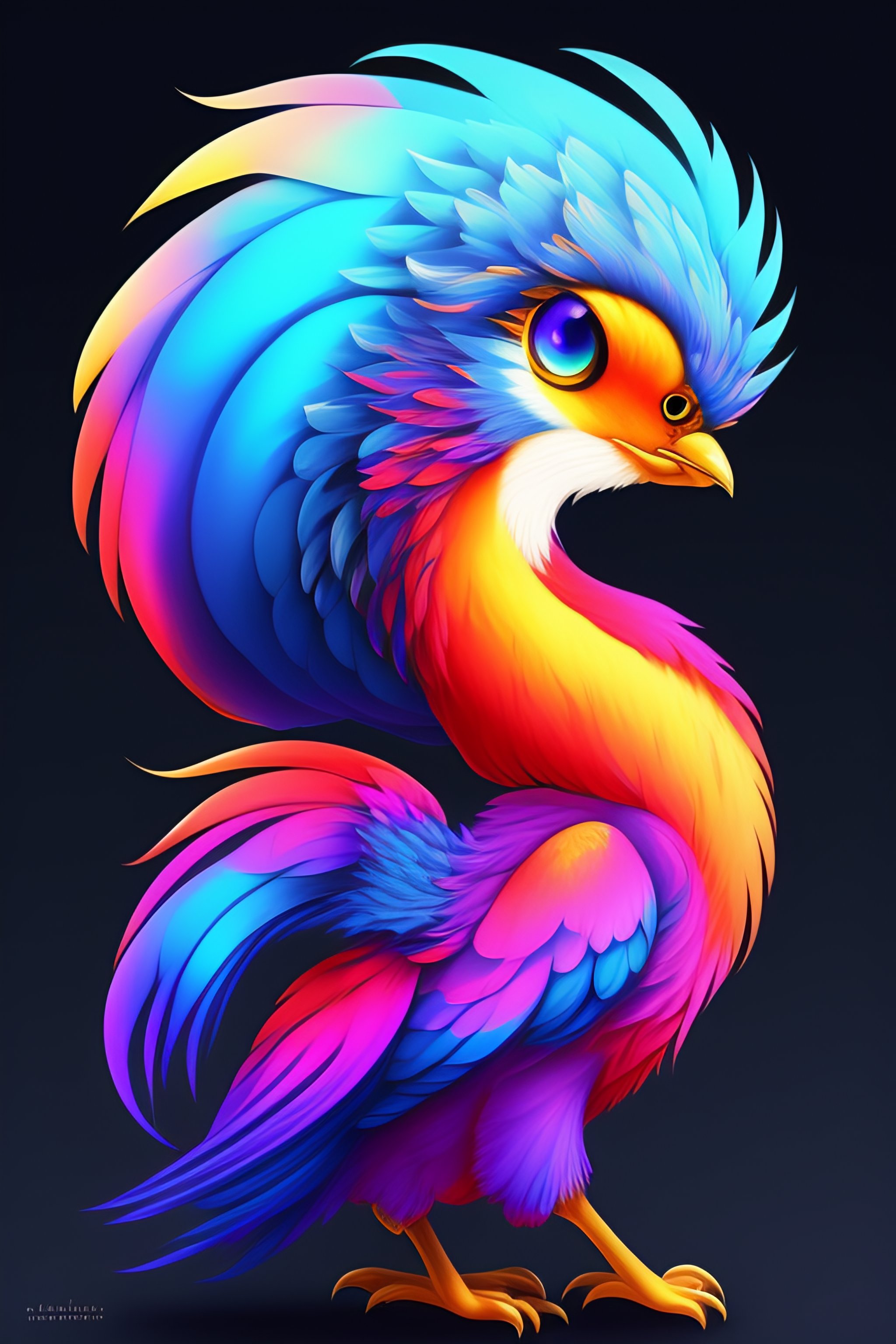 Lexica - A cerulean phoenix, in the style of chibi anime.