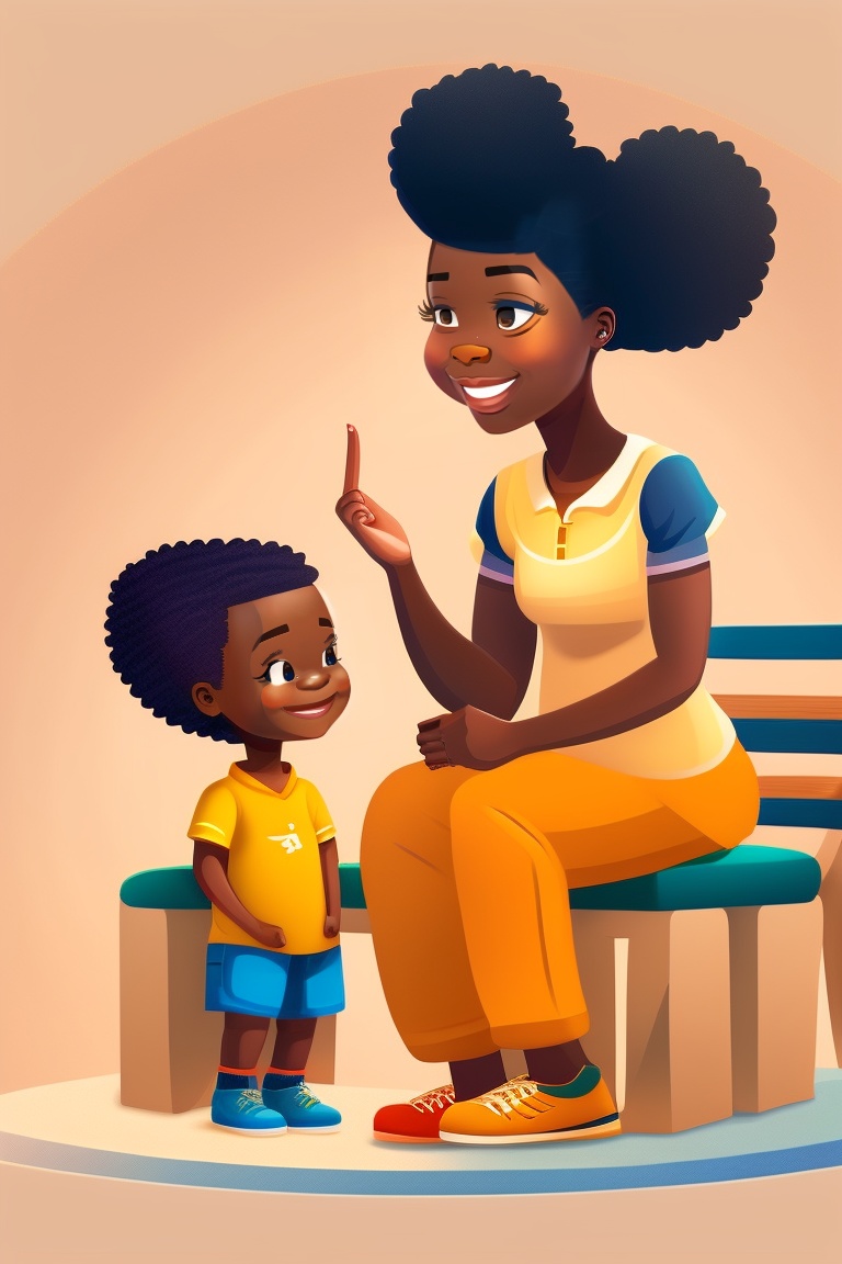 Lexica - A heartwarming cartoon illustration of an African child and ...