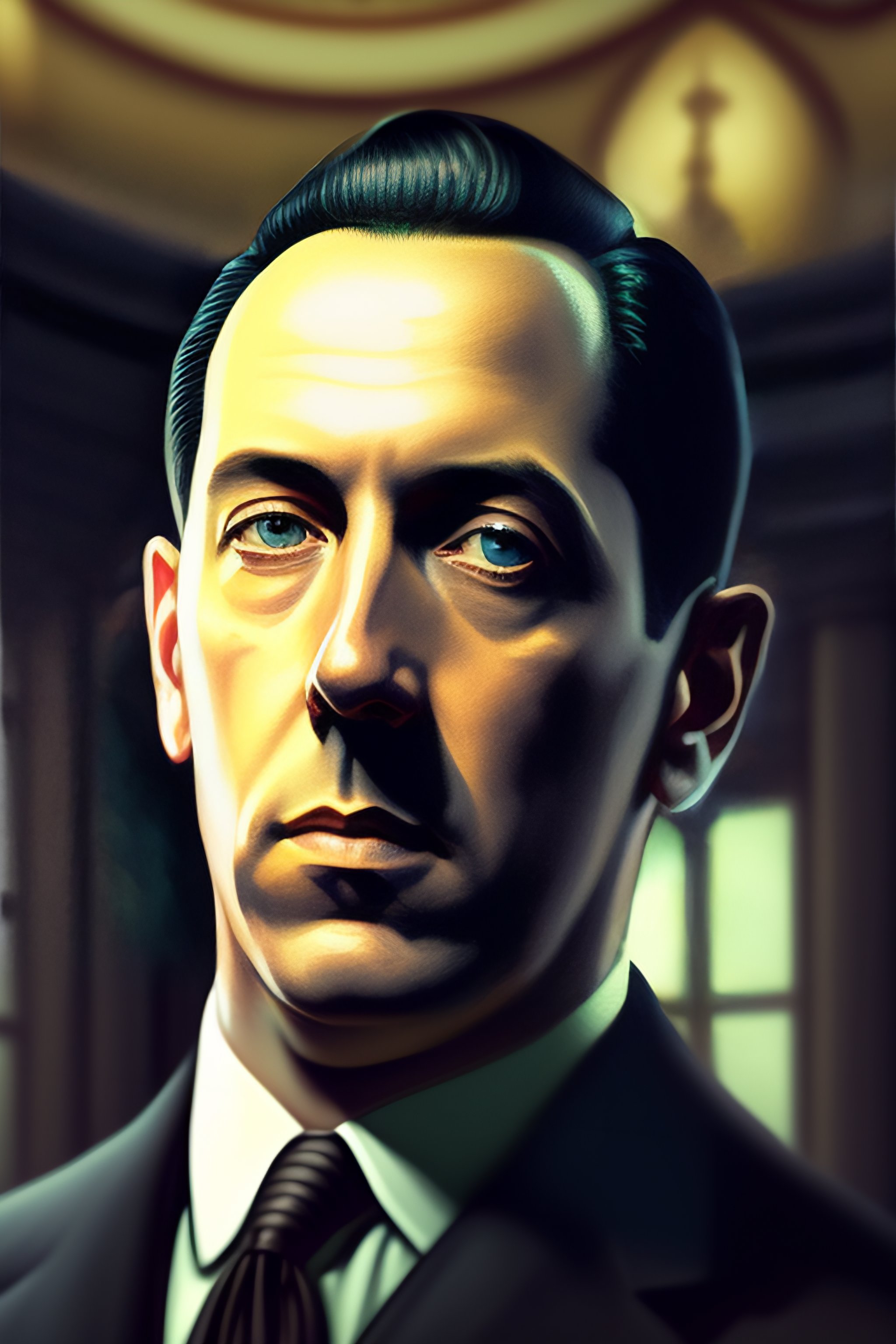 Lexica - Portrait of hp lovecraft in his own house, highly detailed ...