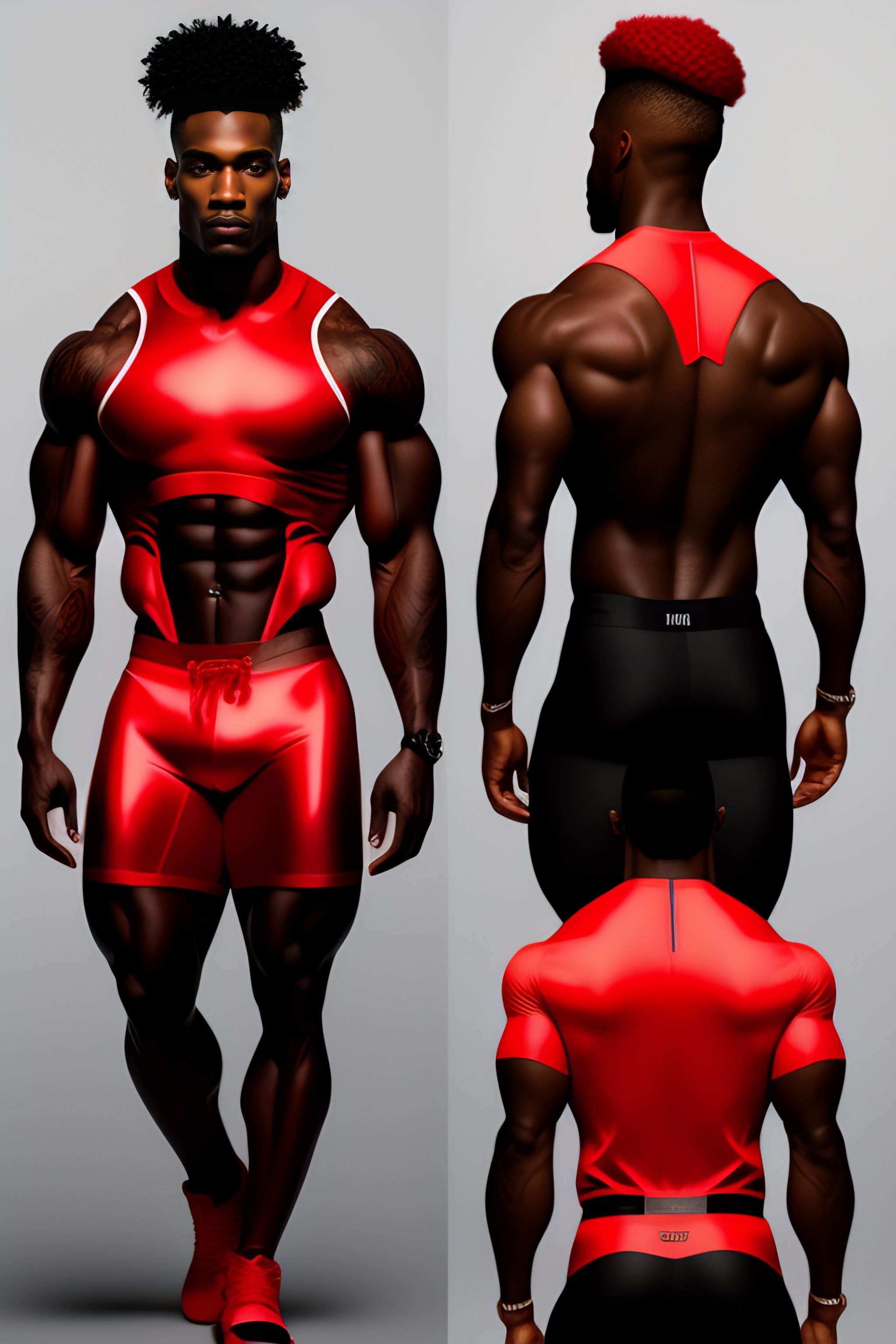 Lexica - Digital image of a realistic and strong black man with red ...