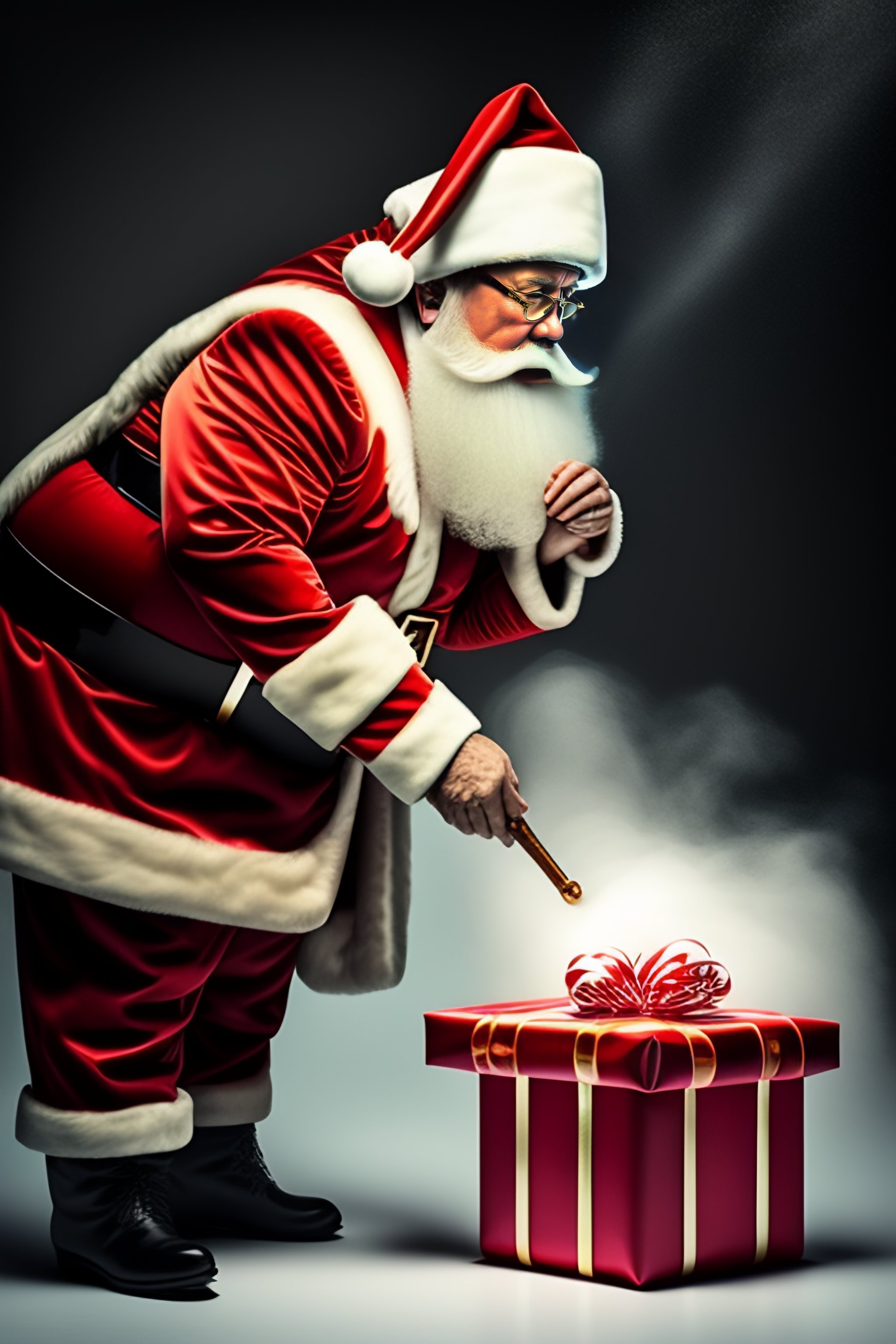 Lexica - Evil Santa breaking gifts for crying children