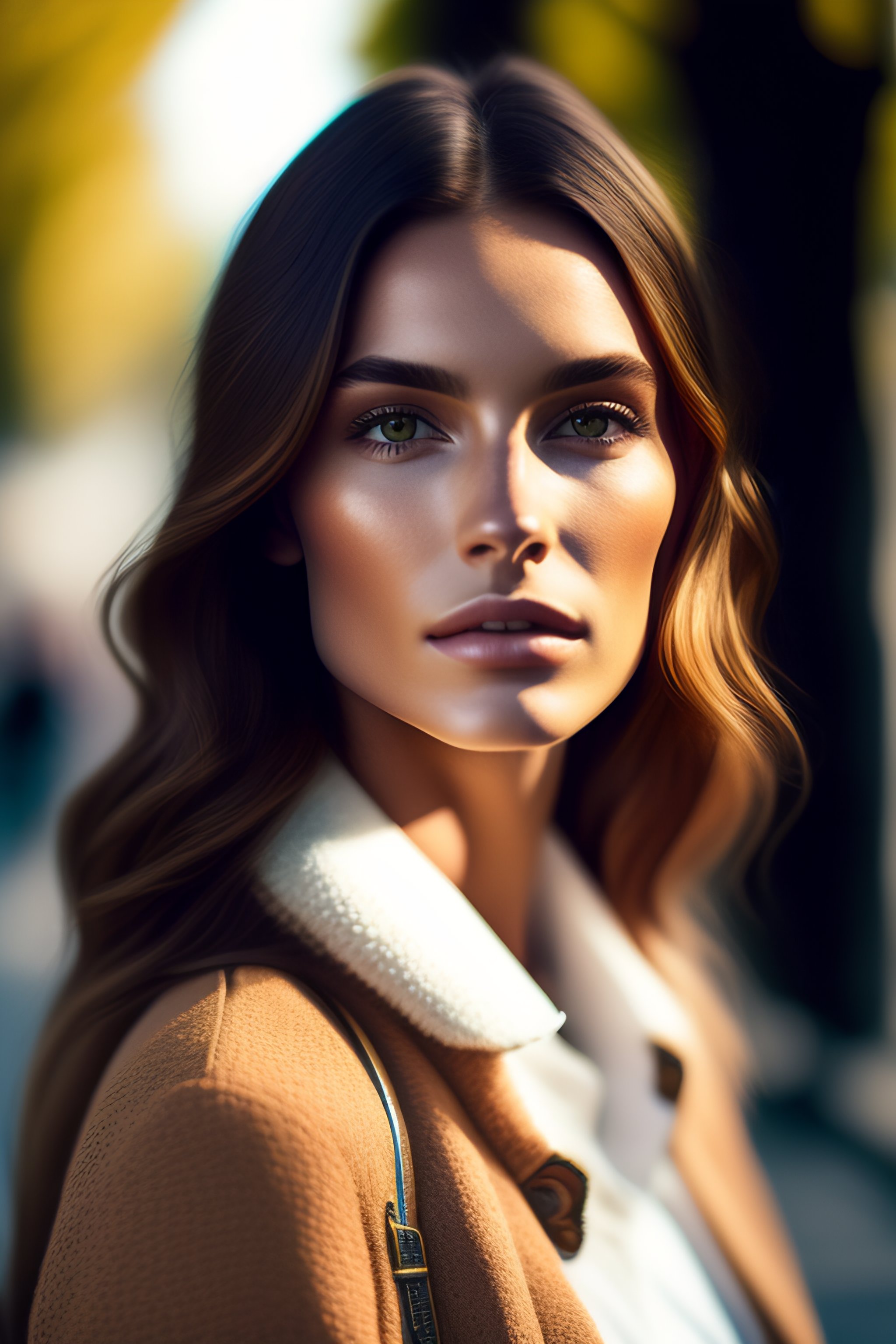 Lexica - Portrait of brunette model wearing casual spring Outfit, feel ...