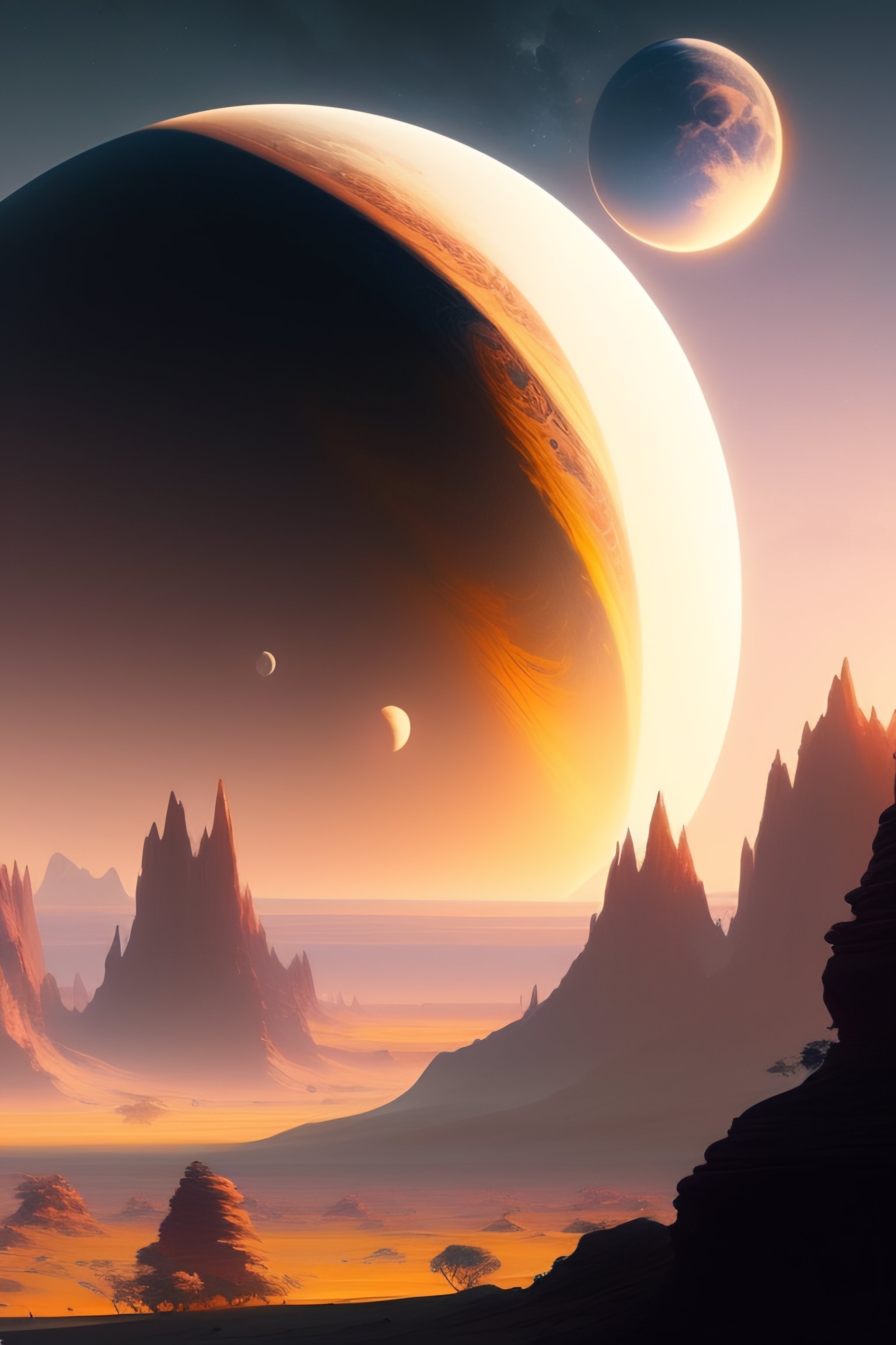 Lexica - Earthlike planet with gas giant moon highly detailed, artstation, concept art, sharp ...