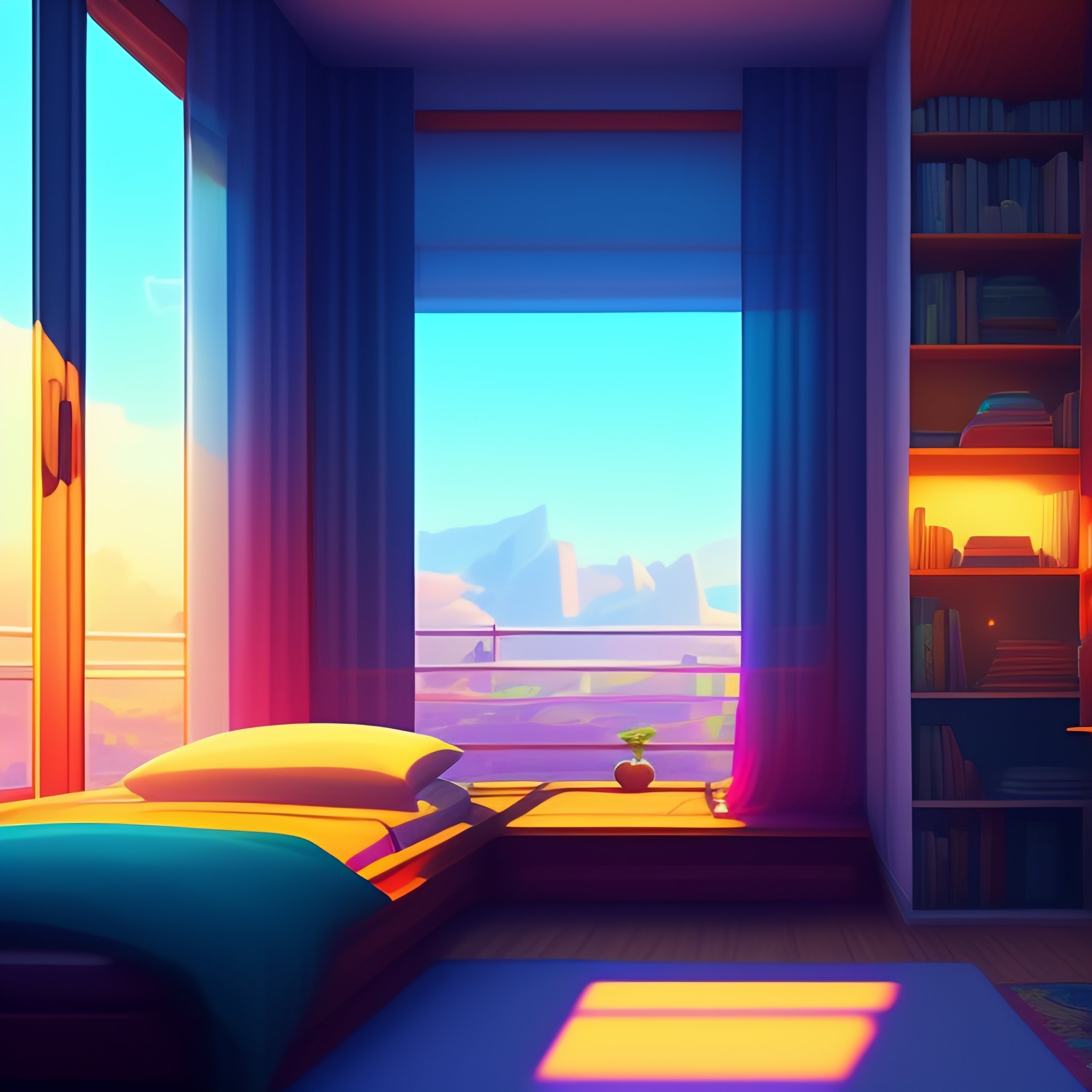 Lexica - A messy ,gamergirl bedroom, colorful anime movie background ...