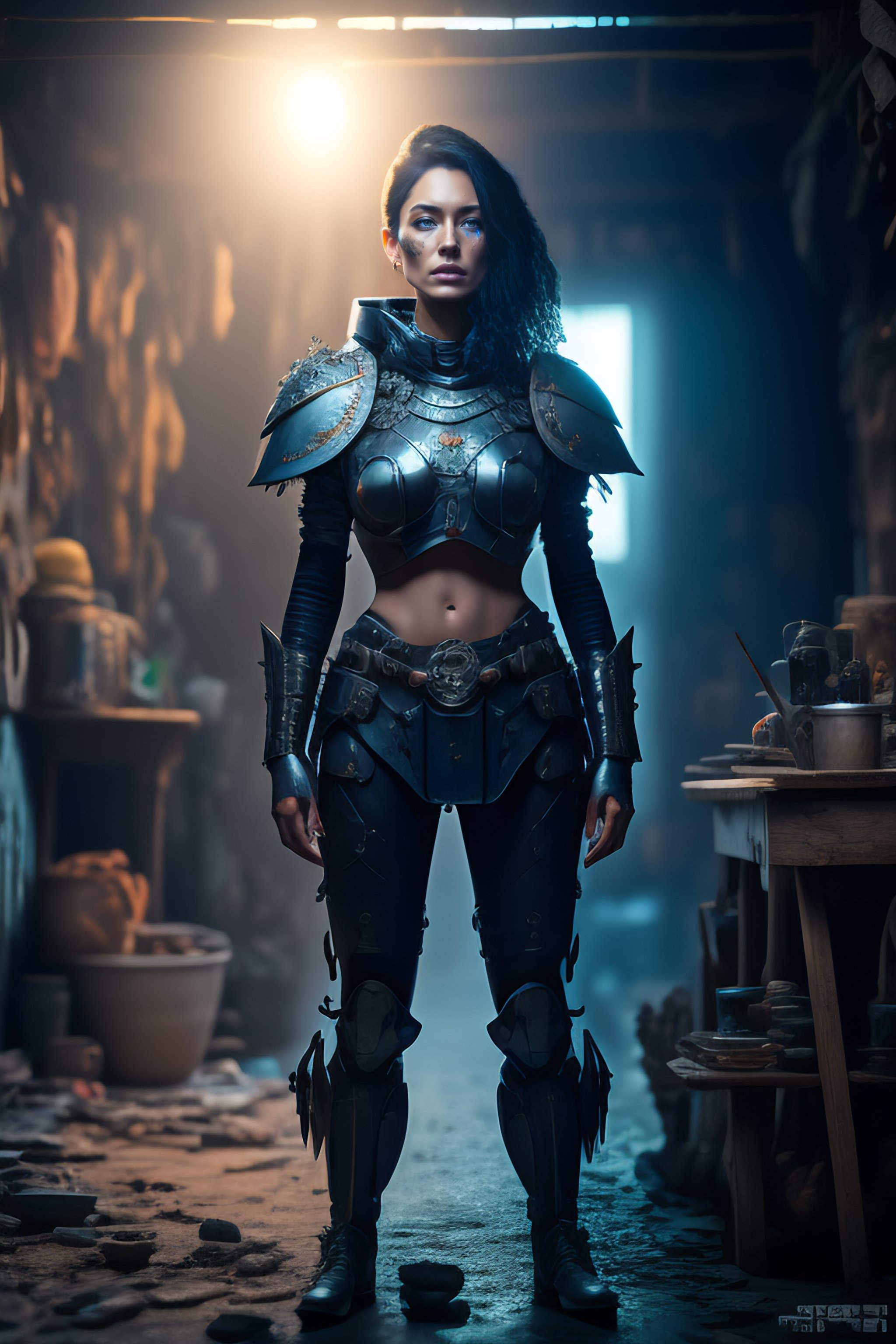 Lexica - Dark and gloomy full body 8k unity render, female cyborg, Blue ...