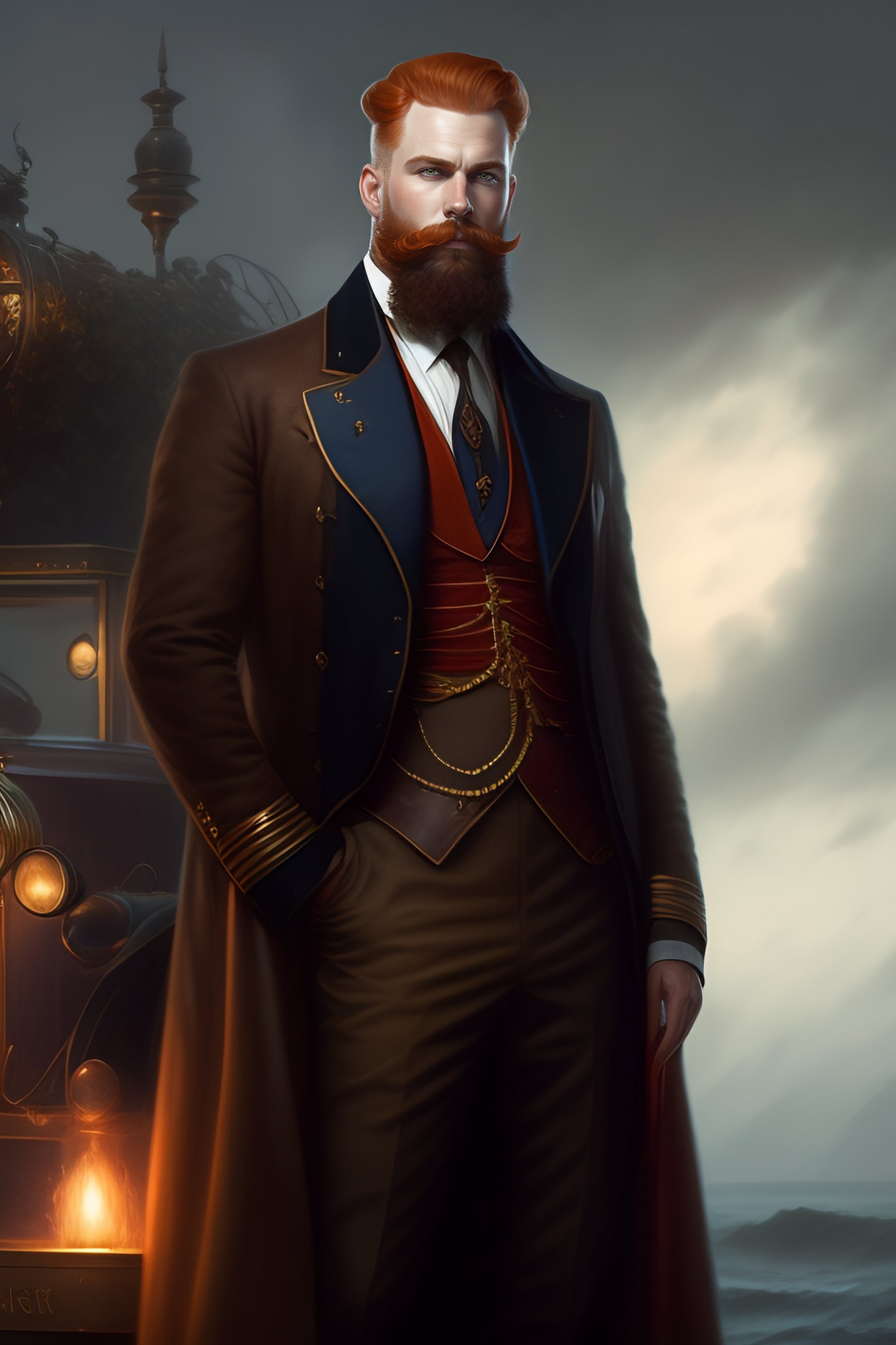 Lexica - Lovecraftian portrait of a 1920s captain with full beard ...