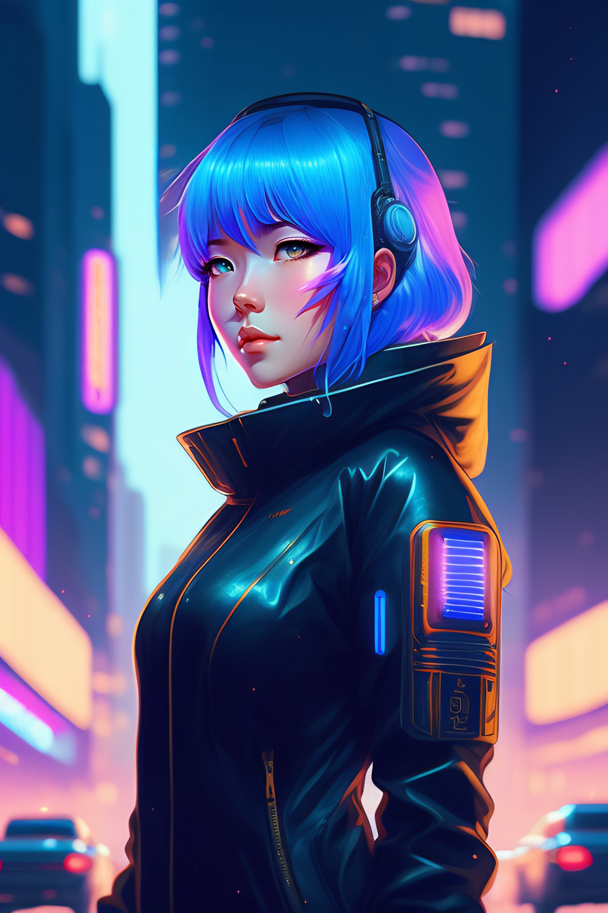 Lexica - Digital illustration portrait of cyberpunk pretty cosmic girl ...