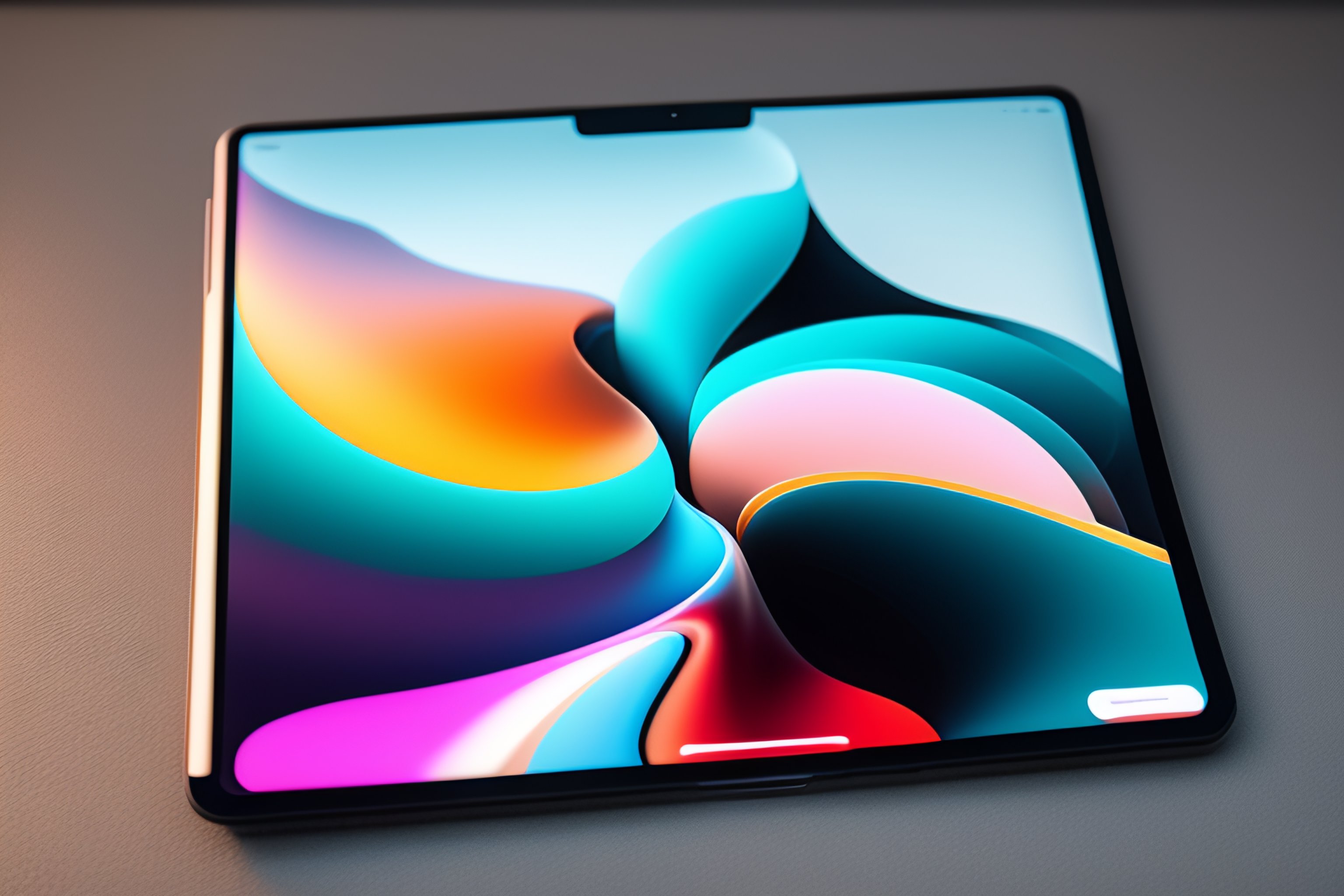 Lexica - Front view, iPad Pro with white screen on white background.